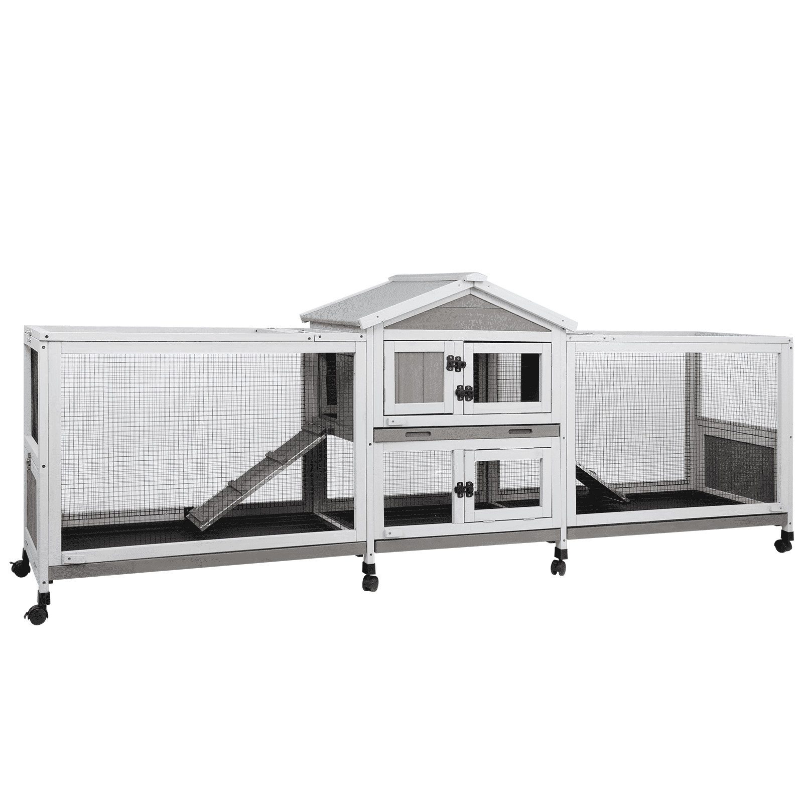 PETSCOSSET Rabbit Hutch Indoor Outdoor 2 Story Large Bunny Hutch with ...