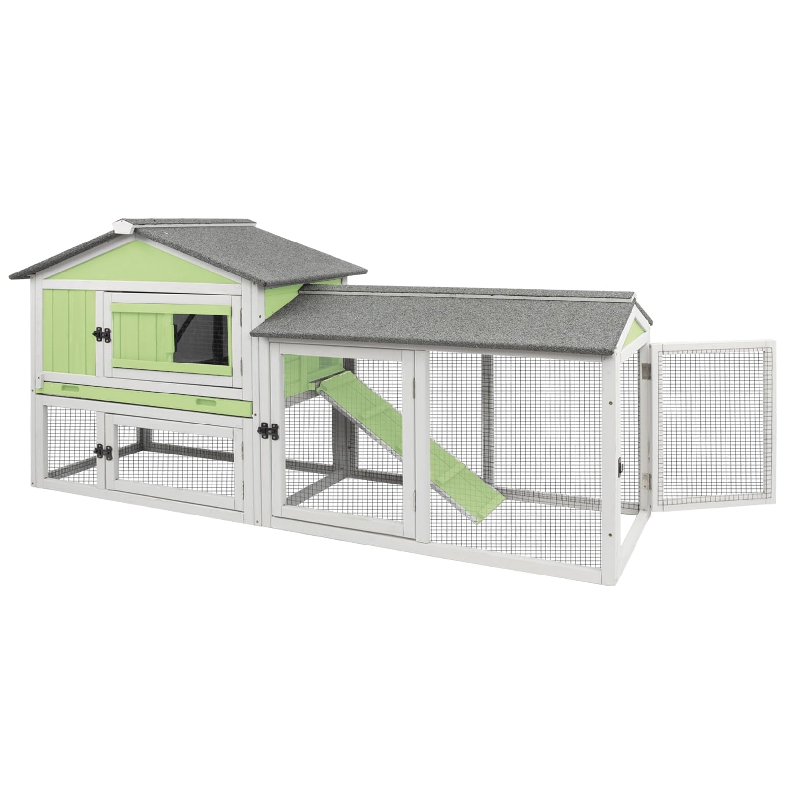 PETSCOSSET Indoor/Outdoor Rabbit Hutch, Bunny Cage with Tray, Asphalt ...