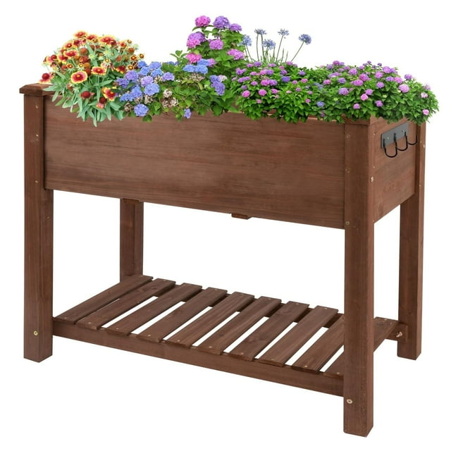 PETSCOSSET Raised Garden Bed Ouedoor Wood Elevated Planter Box Stand ...