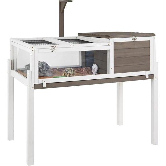 "PETSCOSSET Tortoise Habitat, Wooden Cage with Detachable Legs, Easy-to ...