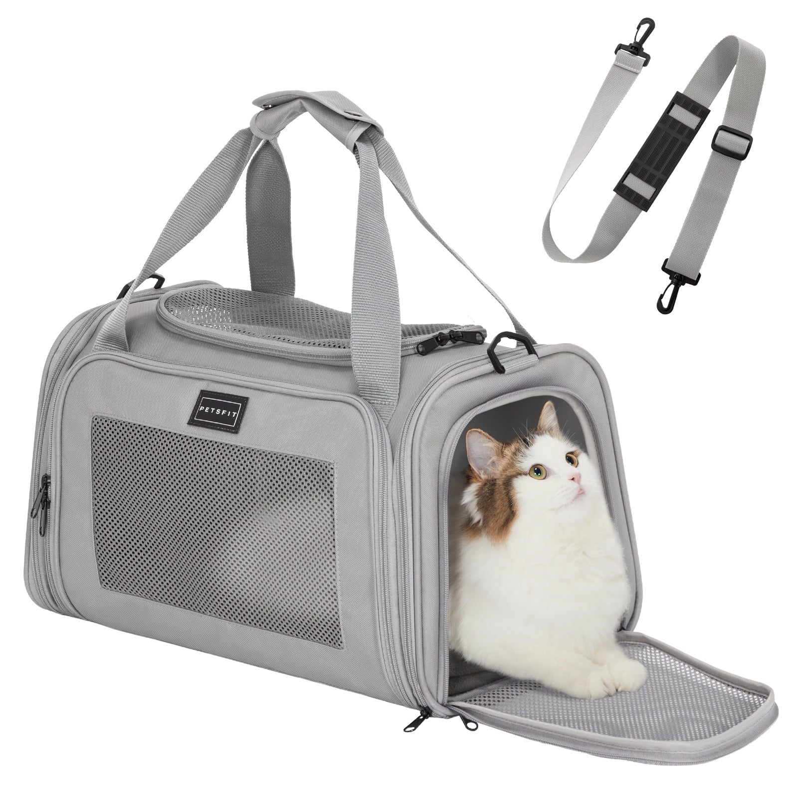 PETSFIT 17in Cat Carrier, Pet Carrier Airline Approved, Soft Carrier ...