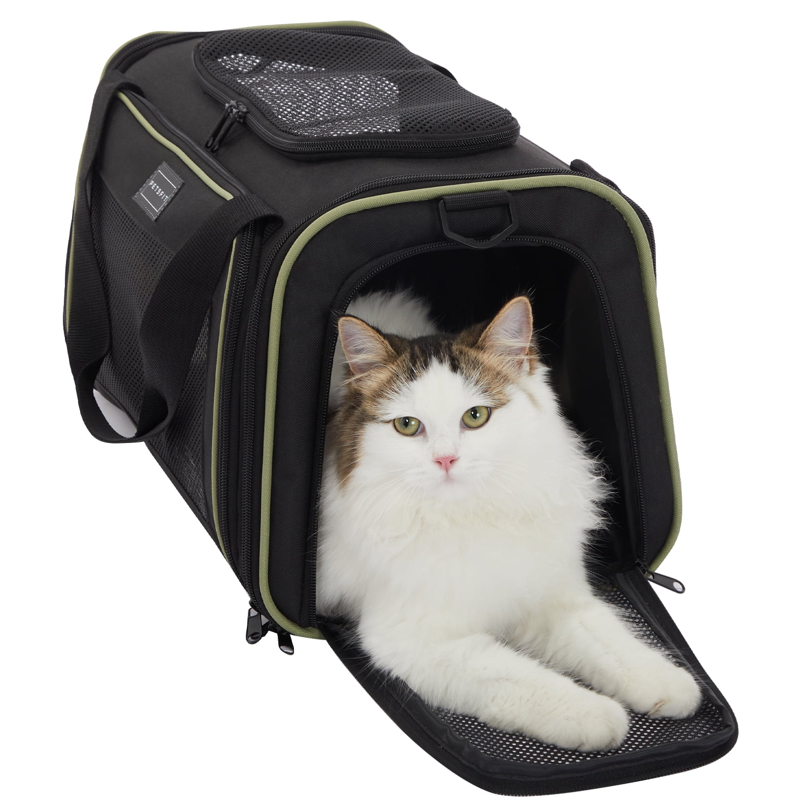 PETSFIT 17in Cat Carrier, Pet Carrier Airline Approved with Extendable ...