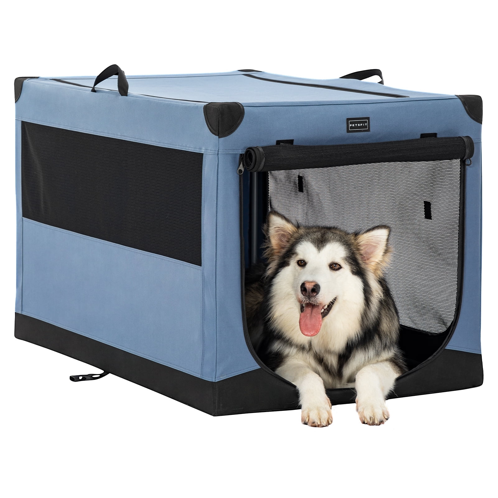 PETSFIT 39.5" Soft Portable Dog Kennel , Chew-Proof, Adjustable Cover ...