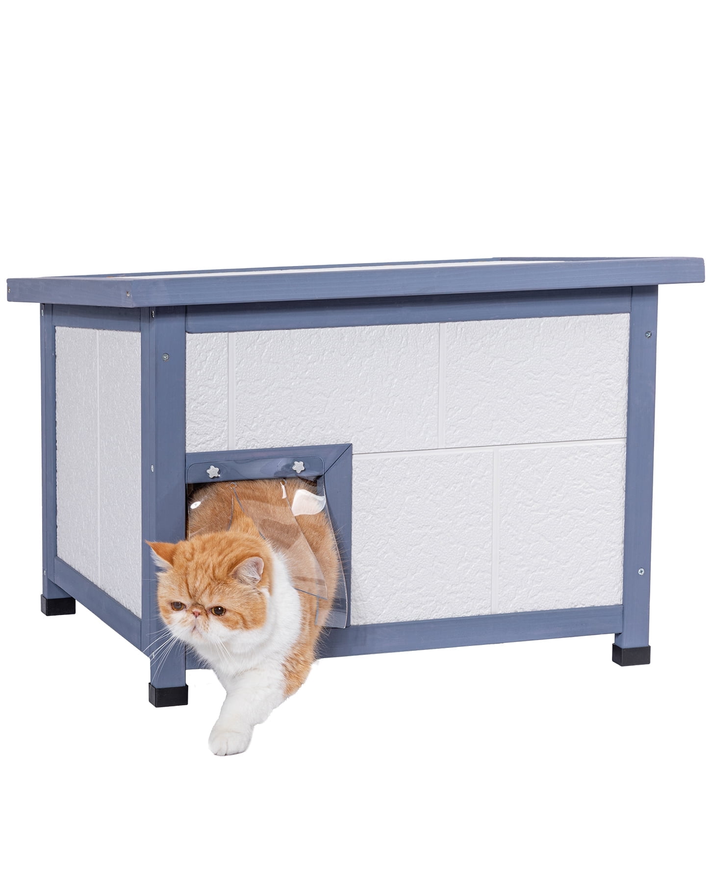 PETSFIT Outdoor Insulated Cat House with Escape Door & PVC Door ...