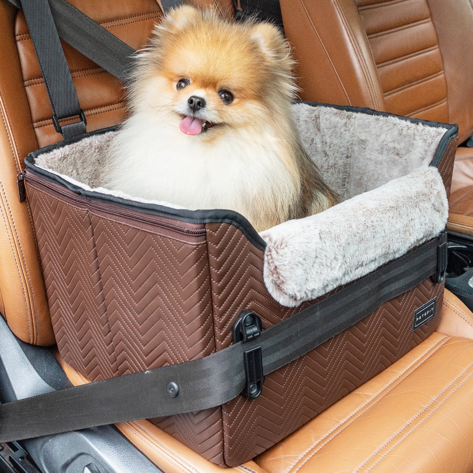 PETSFIT Car Seat for Dogs, Waterproof PU Leather Dog Car Seat for Small ...
