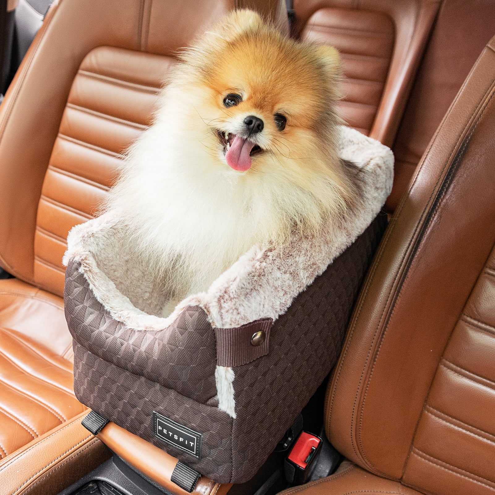 PETSFIT Center Console Dog Car Seat with Safe Protection Hooks, Pet Car ...
