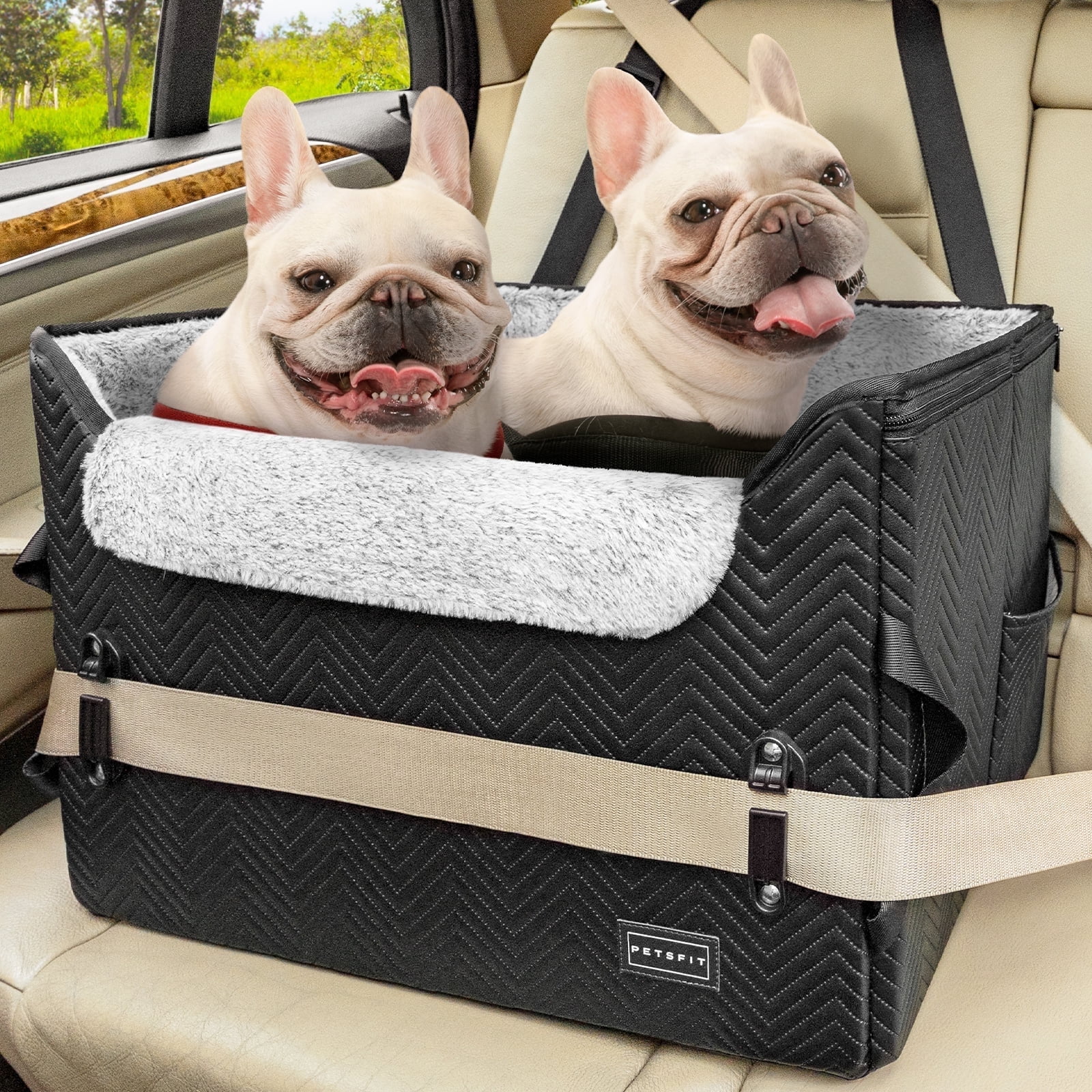 PETSFIT Dog Car Seat Medium Sized Dog, Waterproof PU Leather Dog Seat ...