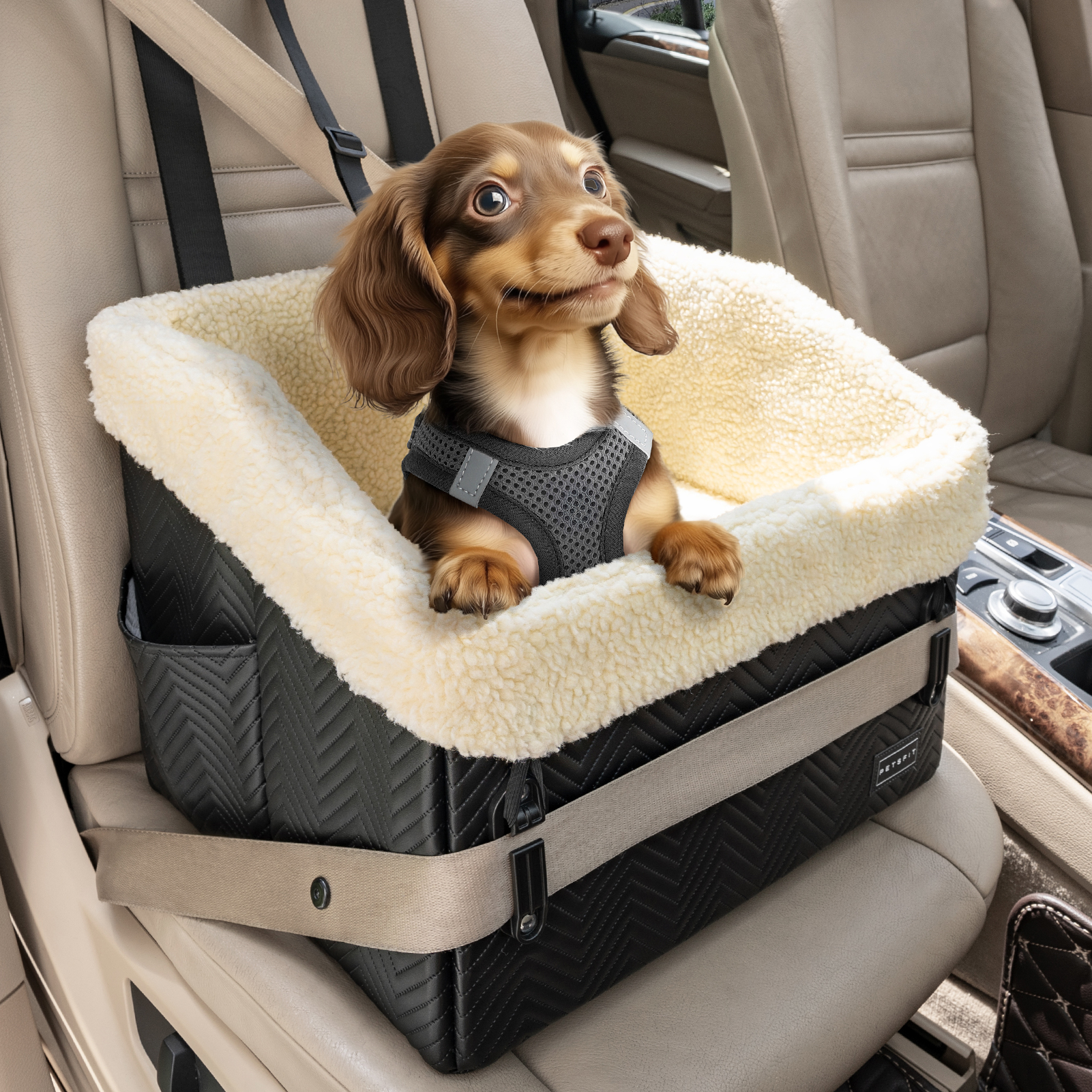 PETSFIT Small Dog Car Seat,Waterproof PU Leather Booster Seat for Small ...