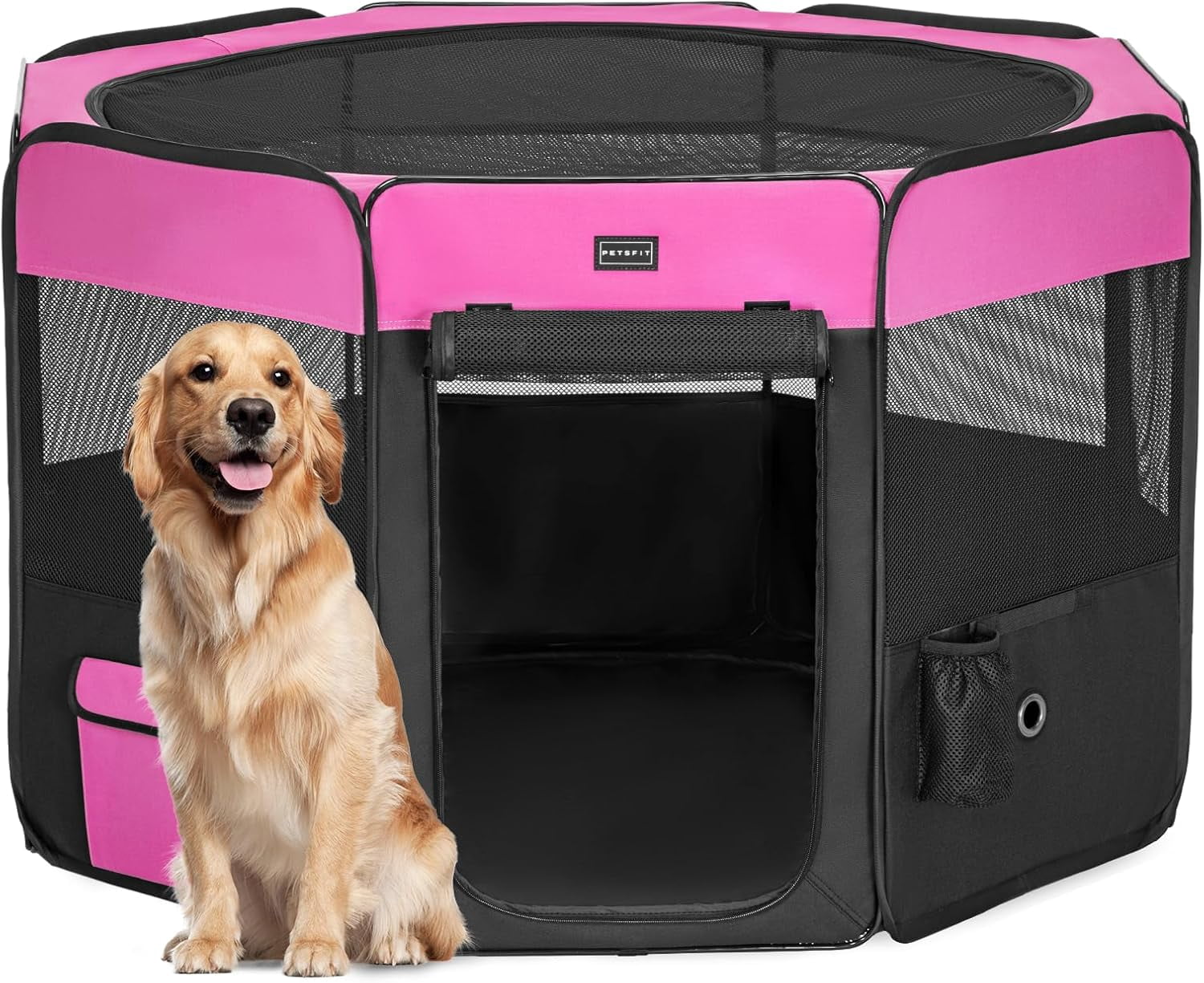 PETSFIT Dog Playpen, 45.5" Dia Pop Up Dog Playpen with Zipper Removable ...