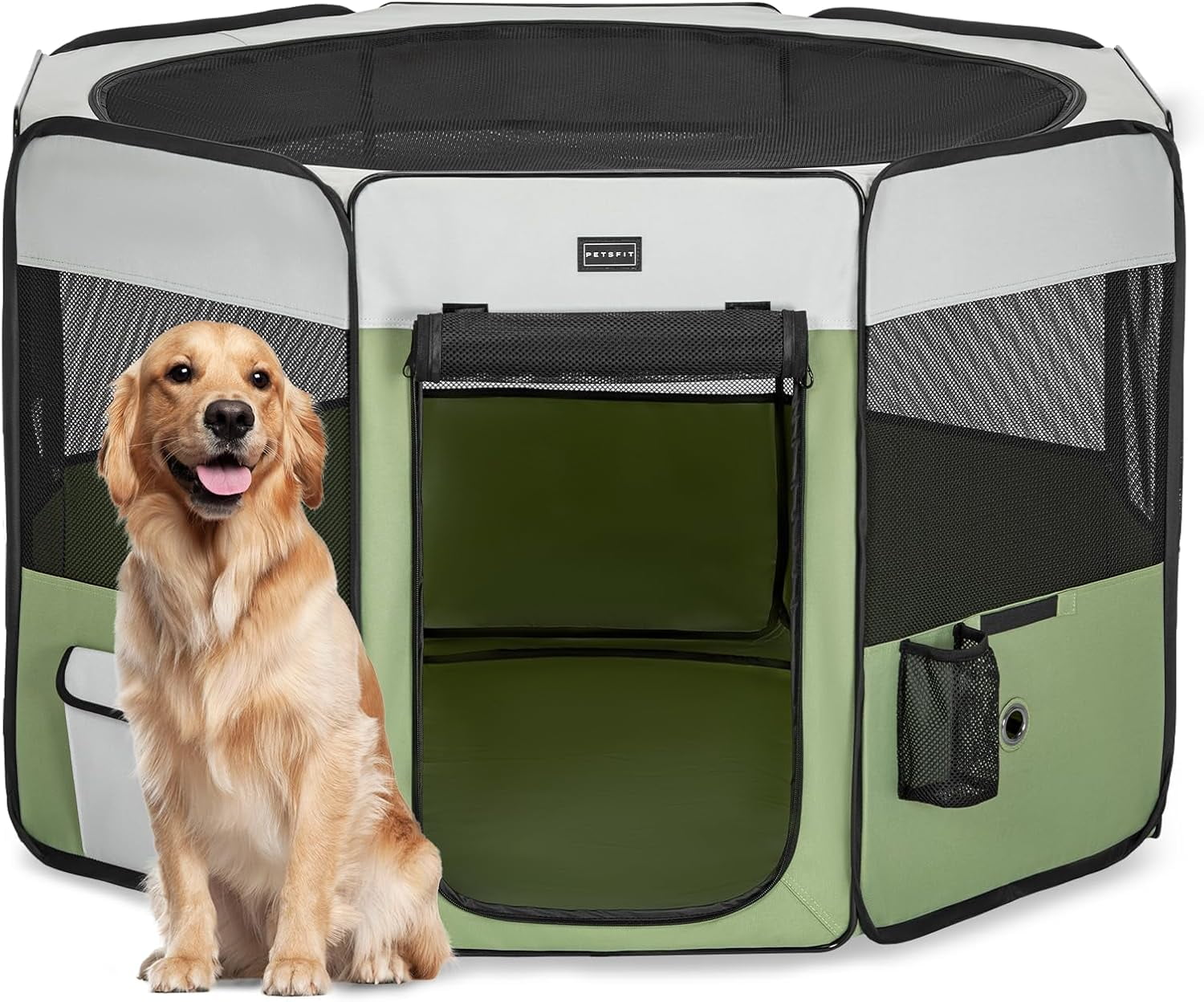 PETSFIT Dog Playpen, 45.5" Dia Pop Up Dog Playpen with Zipper Removable ...