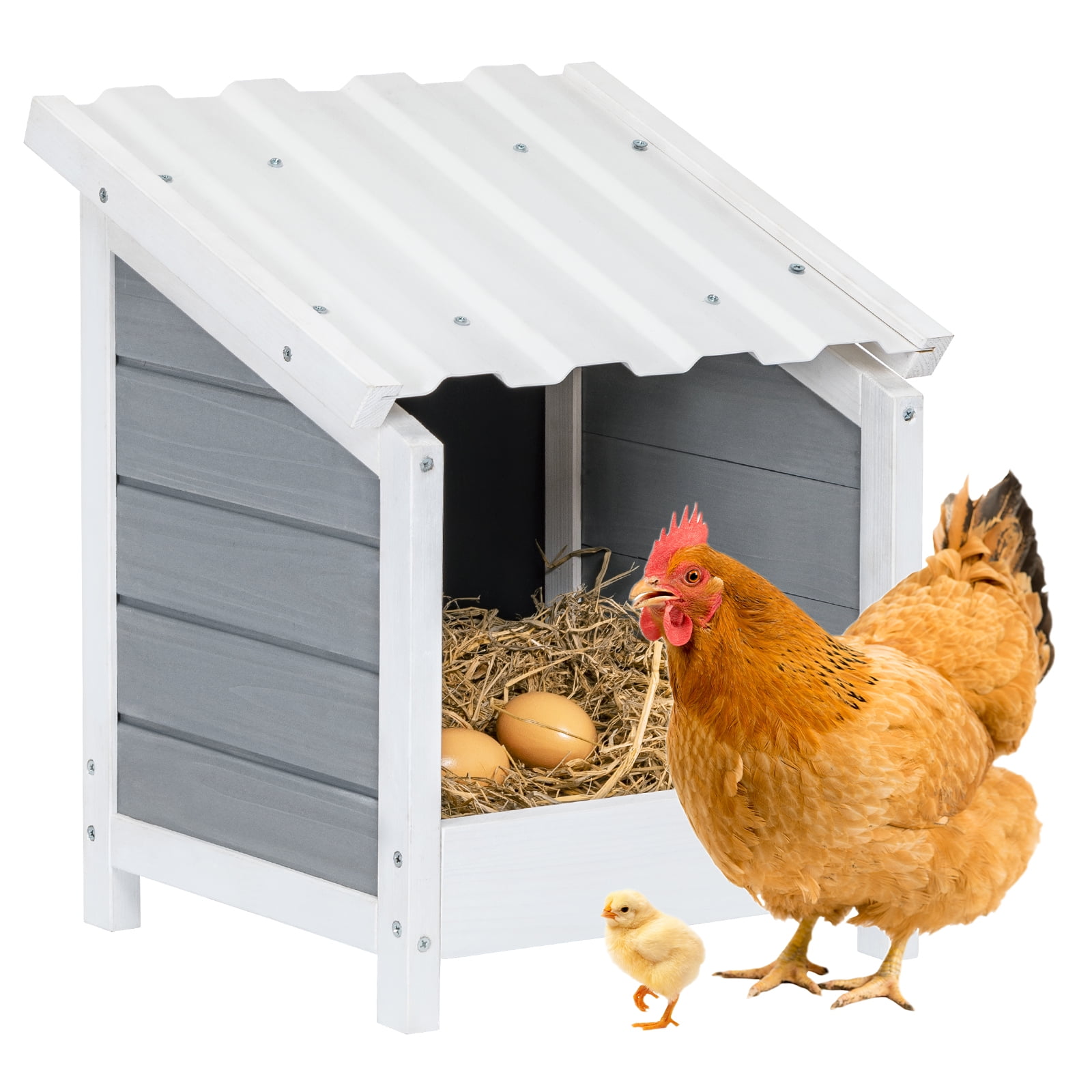 PETSFIT Nesting Boxes for Chicken Coop, Wood Single Compartment Chicken ...