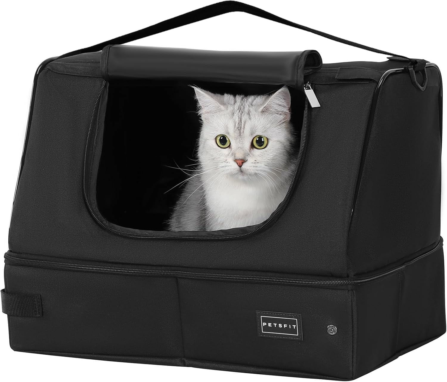 PETSFIT Portable Cat Litter Box - Removable 2-Layer Leak-Proof Lining ...