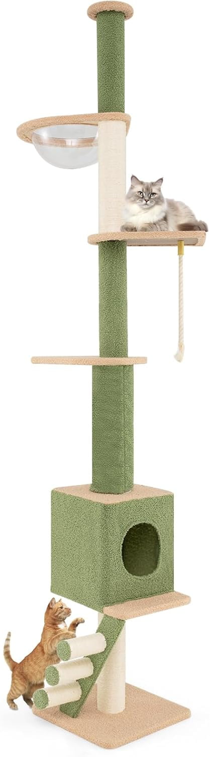 PETSITE Floor to Ceiling Cat Tree, 86"-99.5" Height Adjustable Tall Cat ...