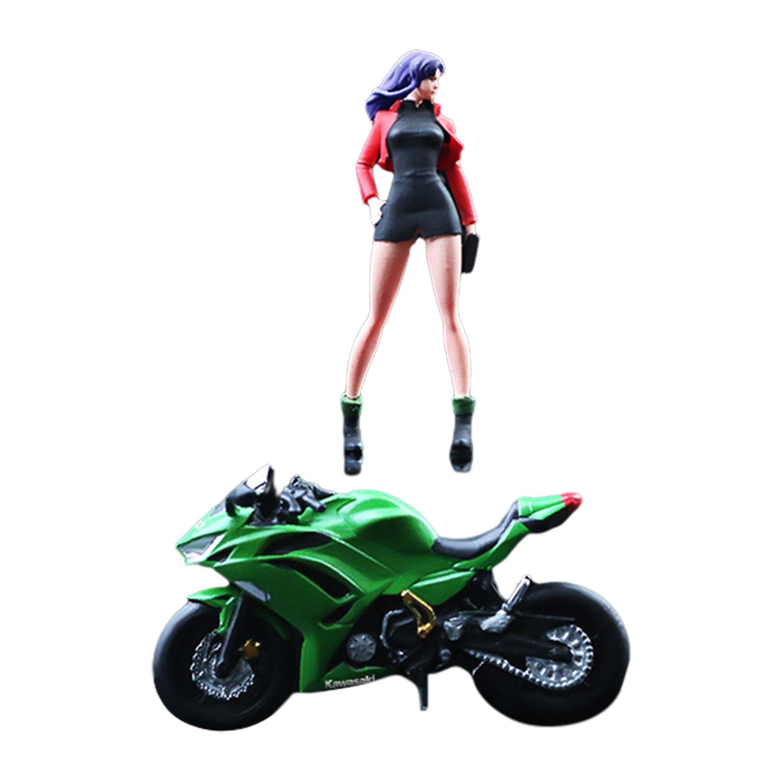PETSOLA 1/64 Scale Motorcycle Girl Figure Resin Photo Prop Motorcycle ...