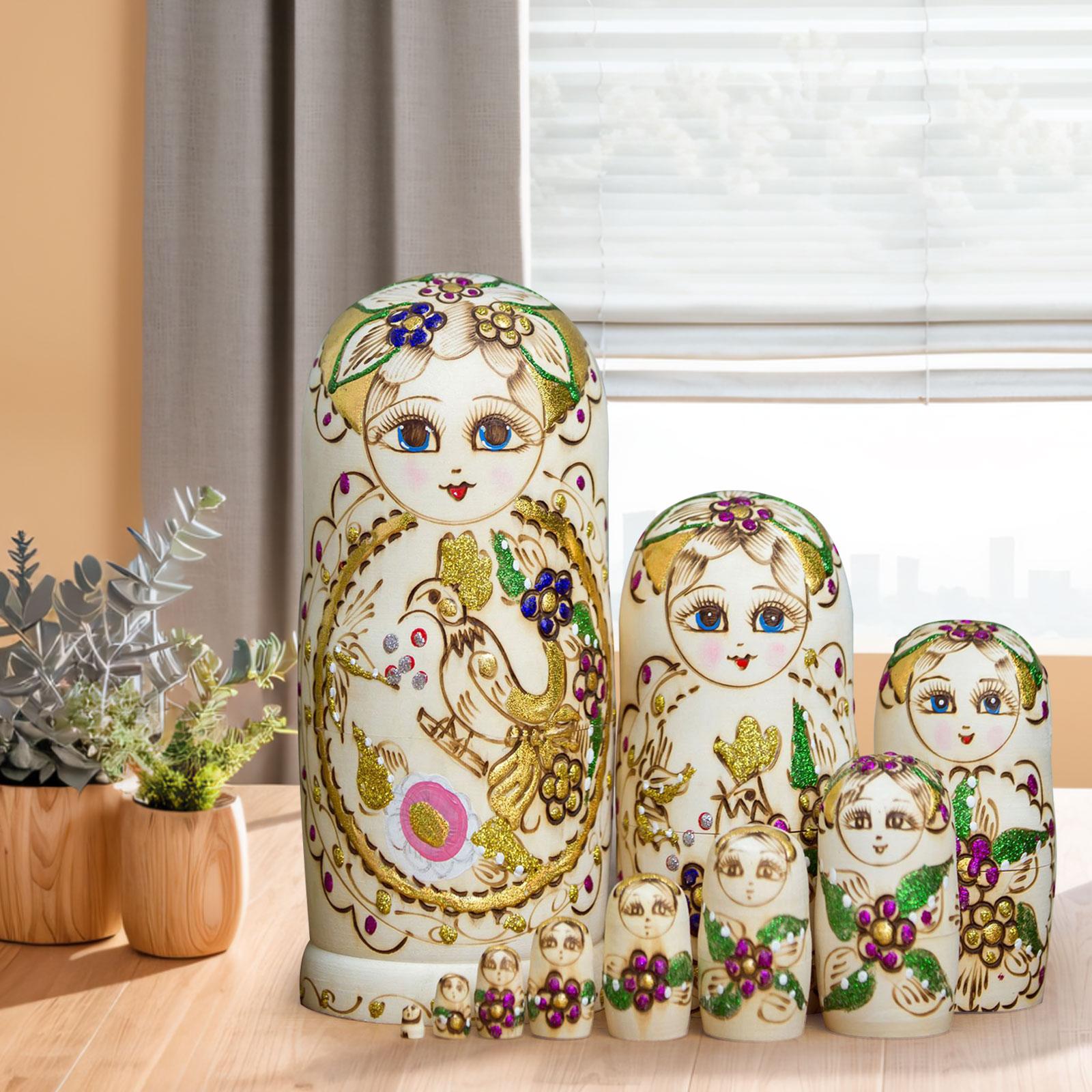 PETSOLA 10 Pieces Russian Dolls Stacking Doll Set Figures Educational ...