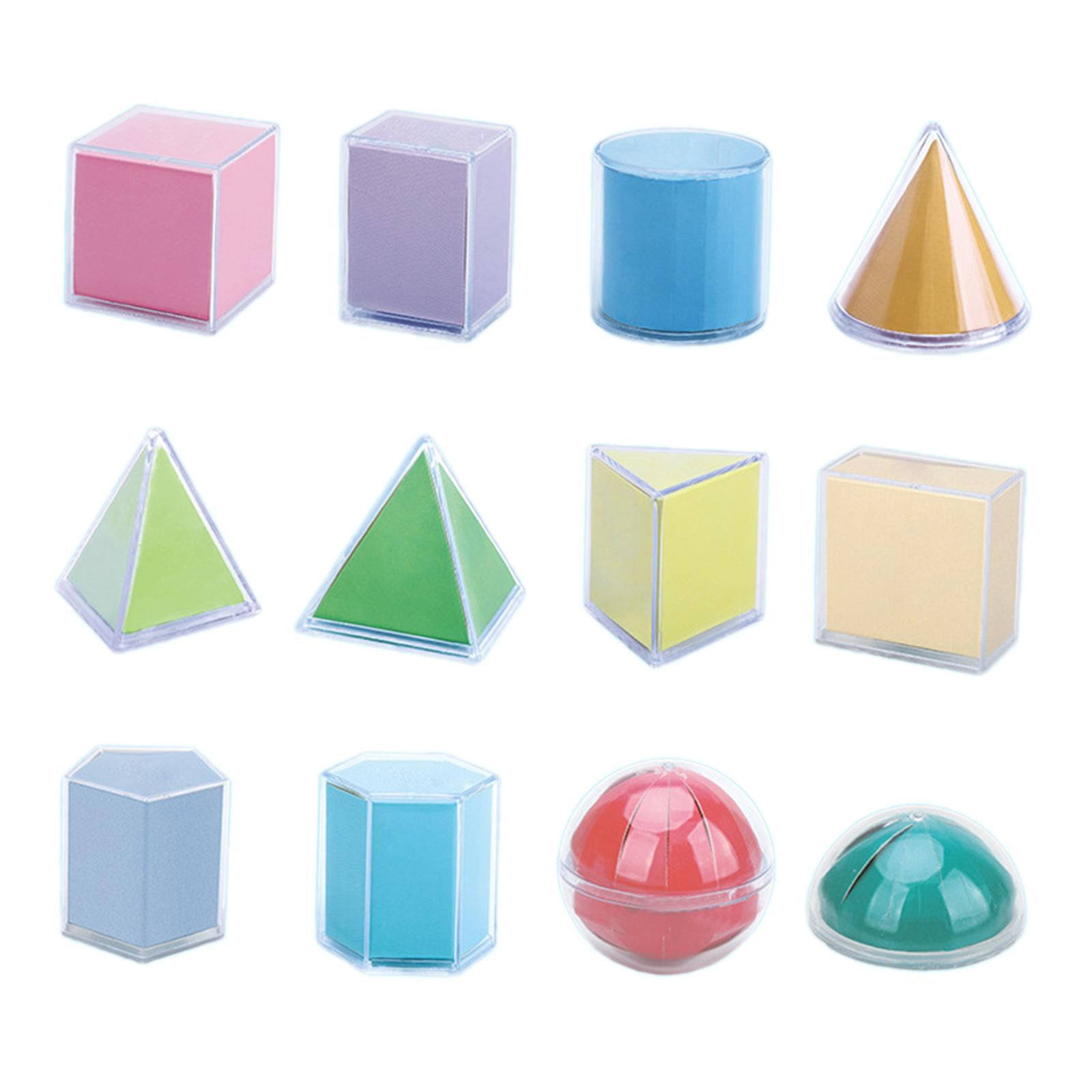 PETSOLA 12Pcs Geometric Shapes 3D Geometric Solids Math Toy Teaching ...