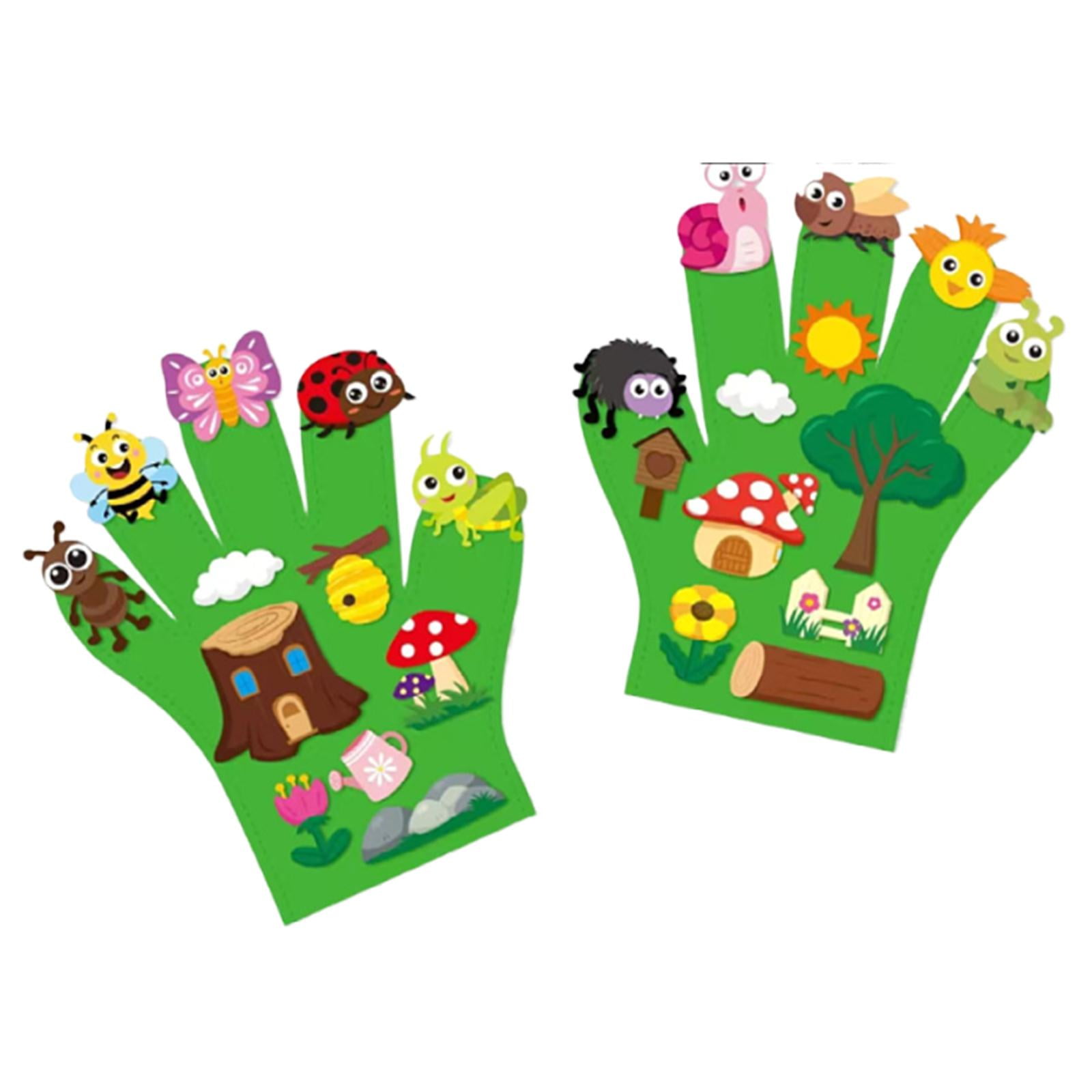 PETSOLA 2 Pieces Felt Story Finger Puppets Early Learning Making ...