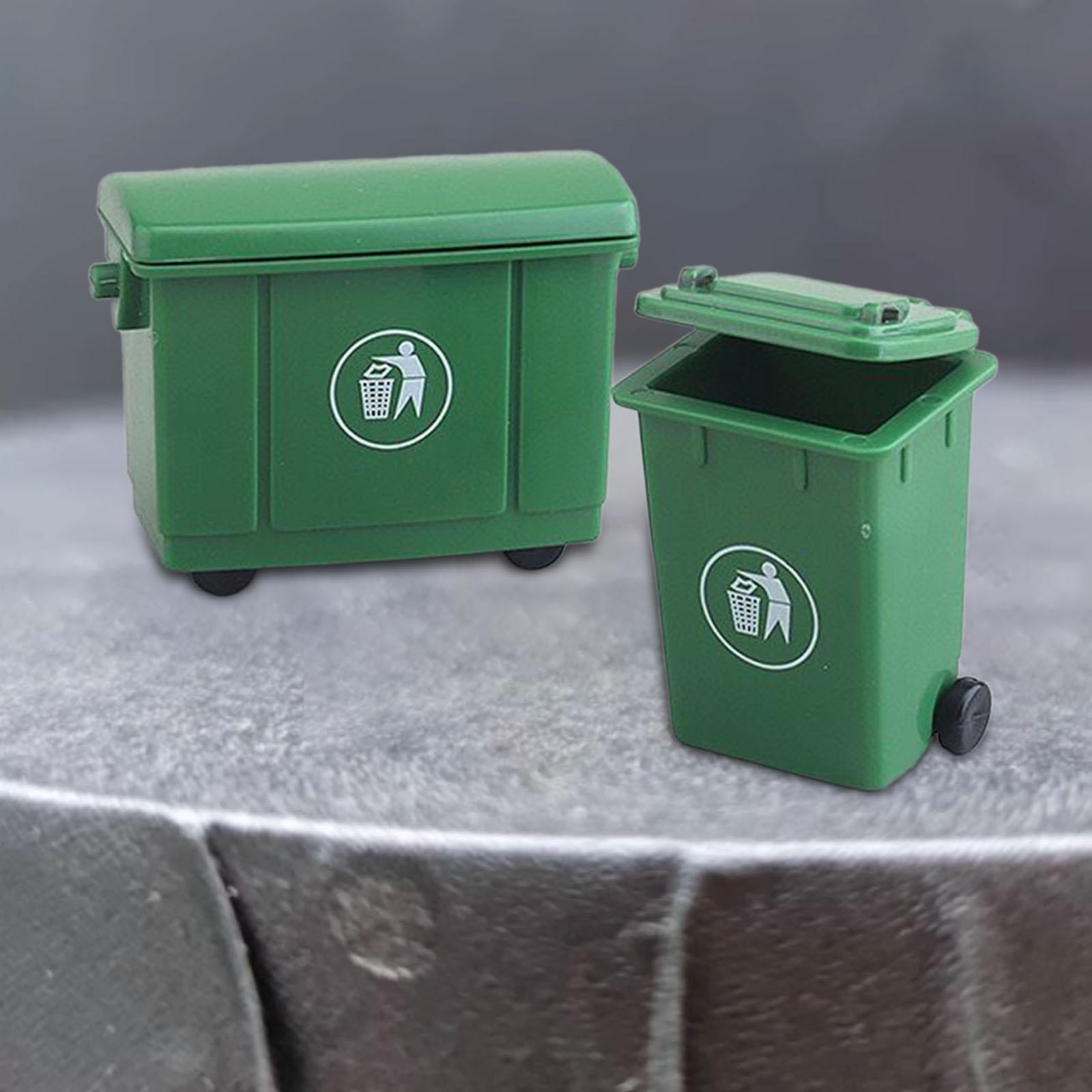 PETSOLA 2Pcs 1:12 Dollhouse Mini Trash Cans Miniature Garbage Bin Model ...