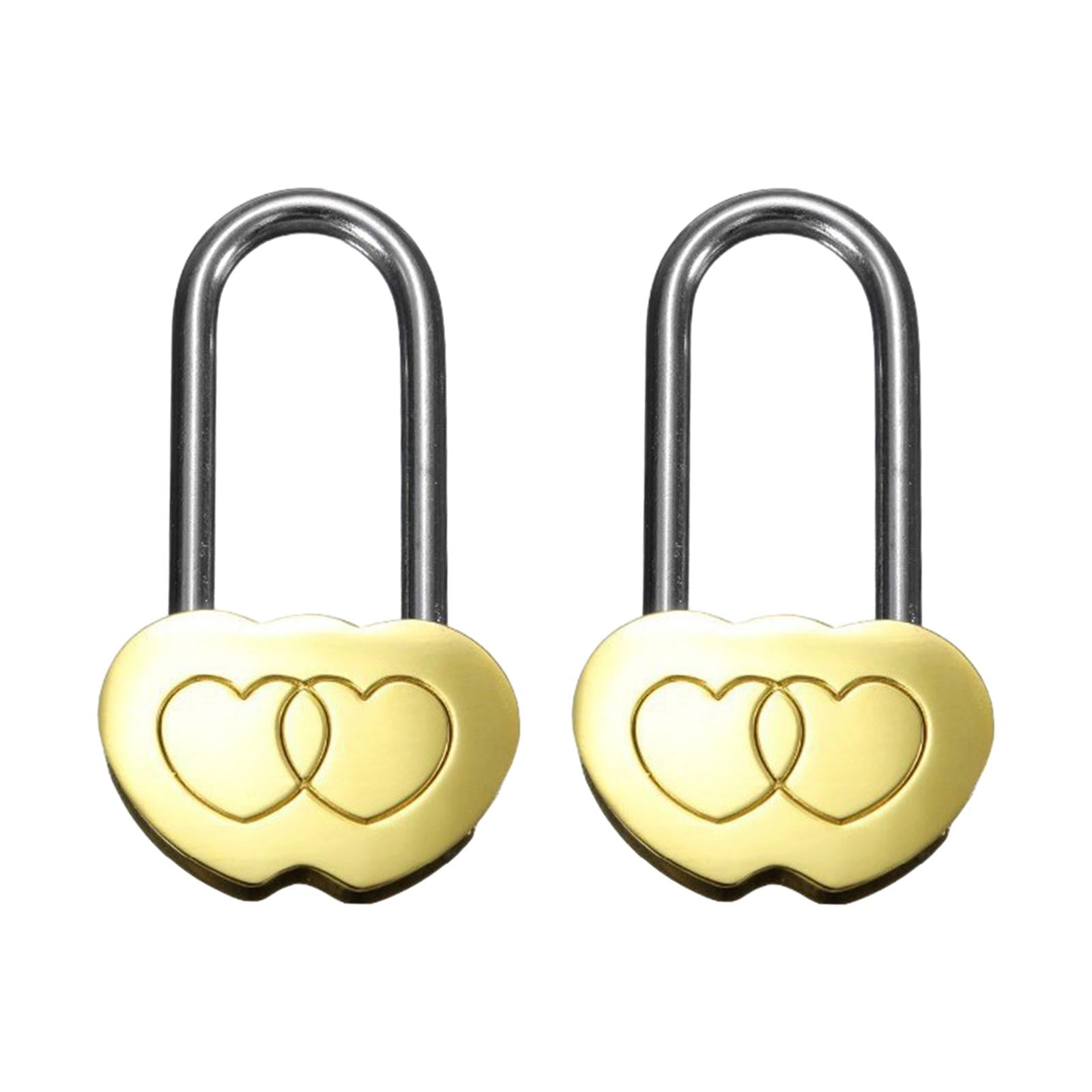 PETSOLA 2Pcs Love Shape Lock Romantic Padlock Rustproof Solid Brass ...