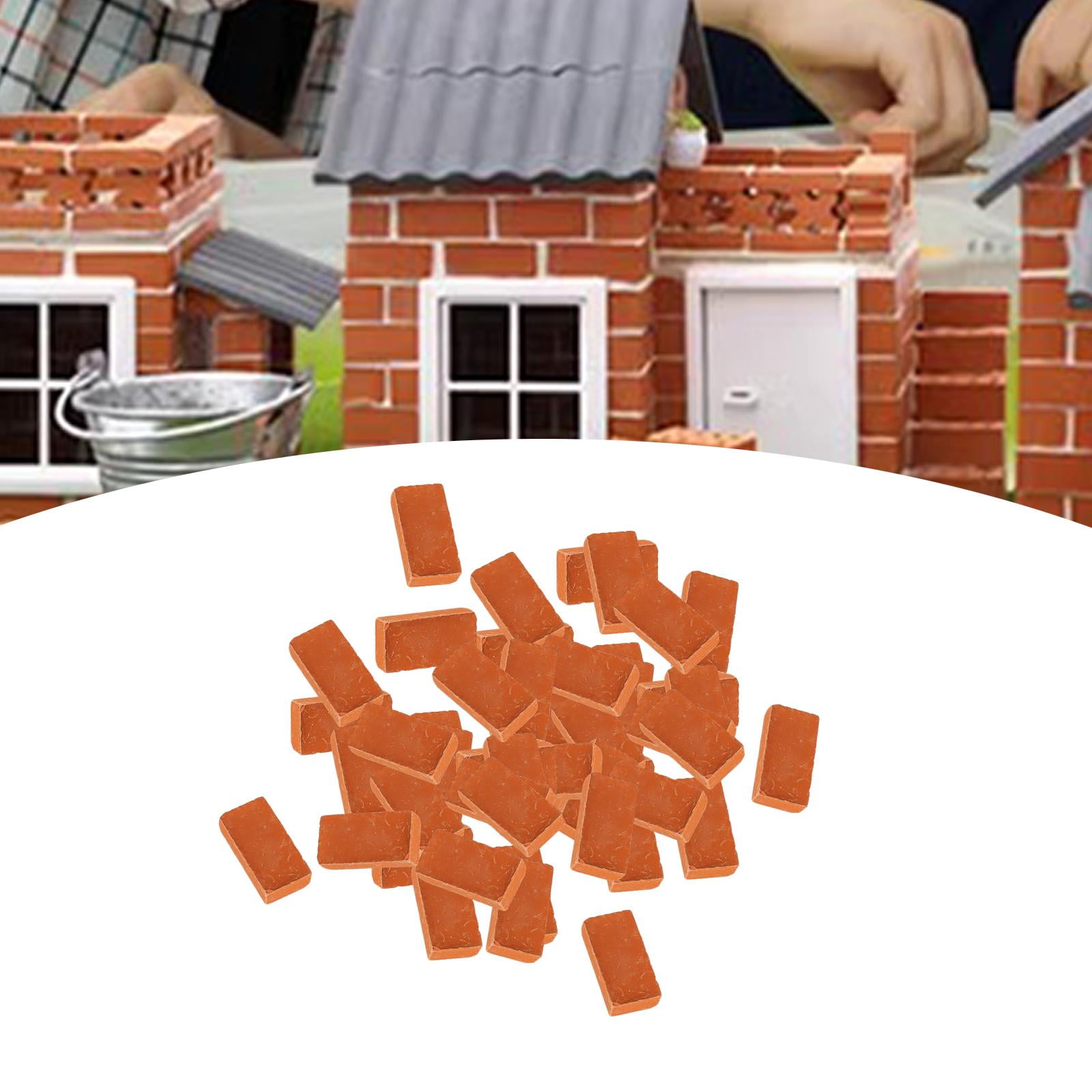 PETSOLA 50x 1/16 Miniature Bricks Lifelike Brick Micro Landscape ...