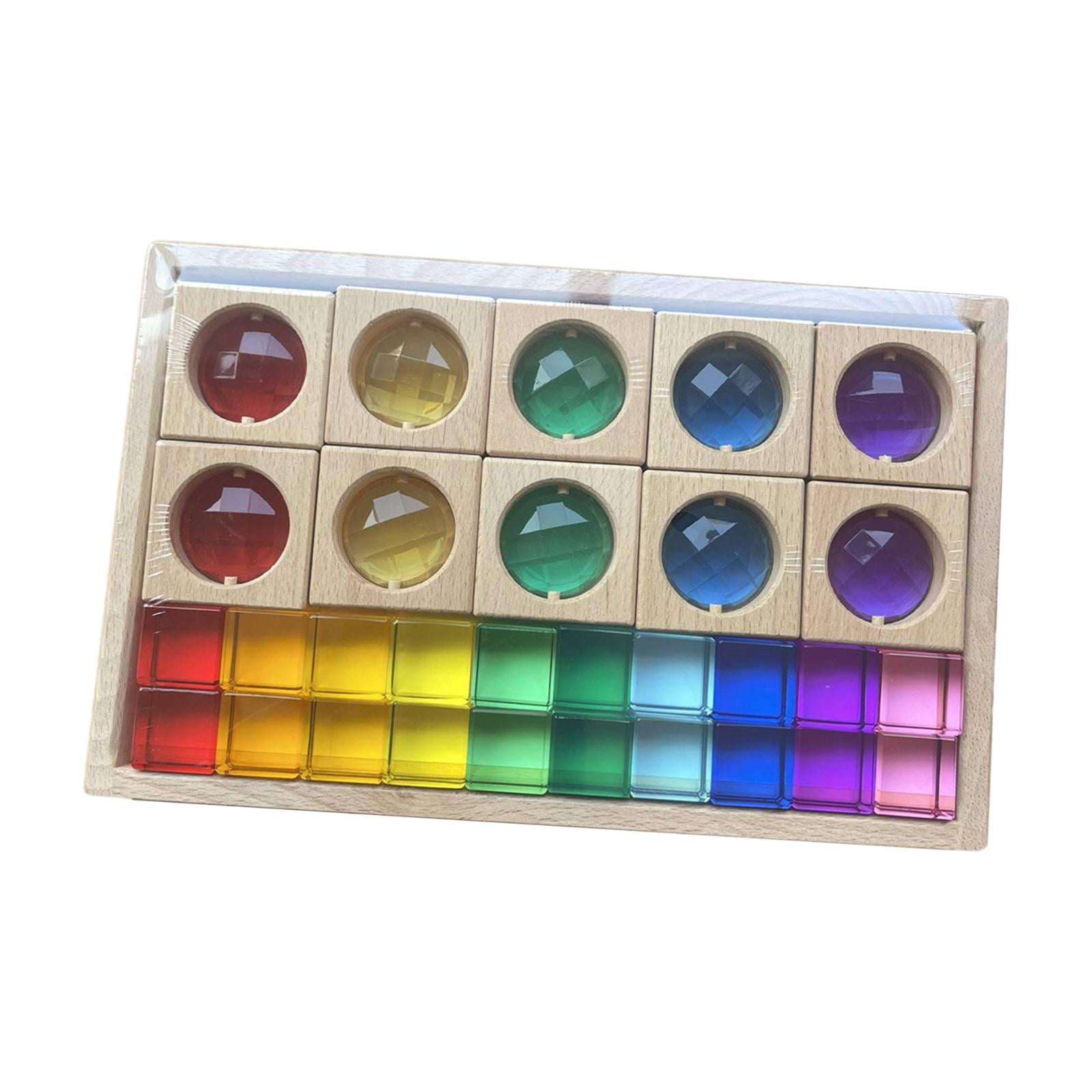 PETSOLA Acrylic Cubes Blocks Set Rainbow Acrylic Gemstone Cubes Unique ...