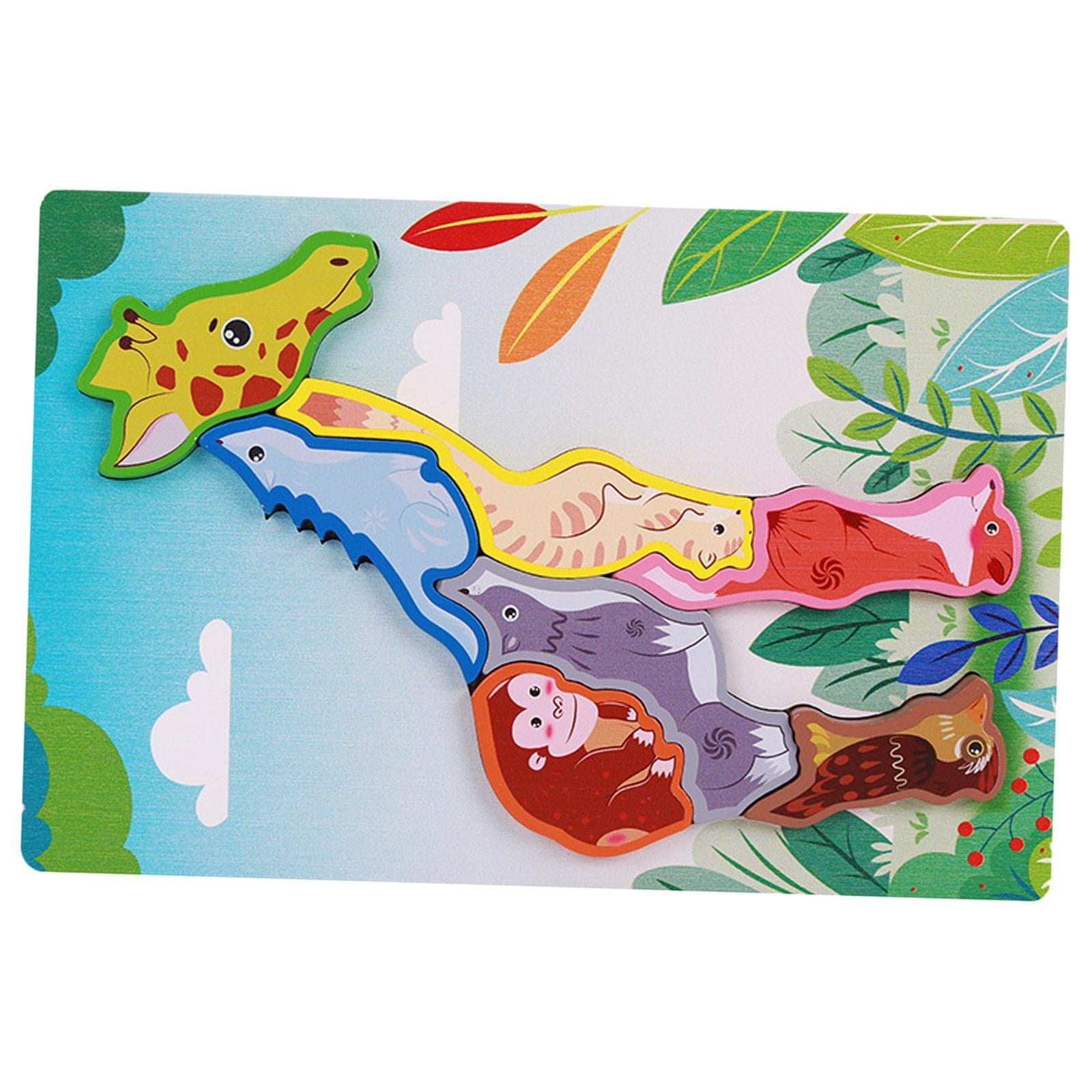 PETSOLA Cartoon Animal Puzzle Montessori Toys Color Shapes Shape ...