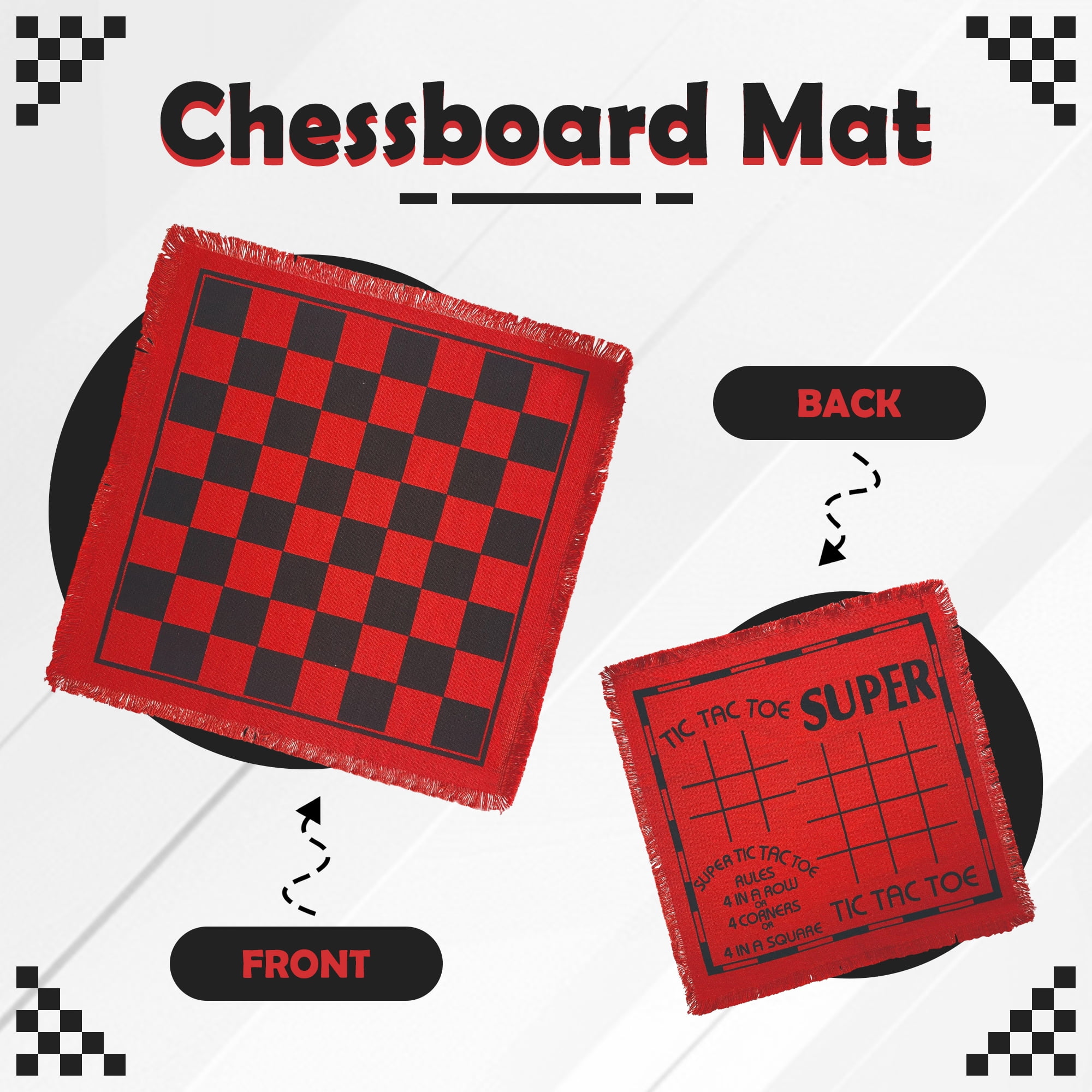 PETSOLA Checkers Board Game Set,Jumbo Tic TAC Toe Game,3 in 1 ...