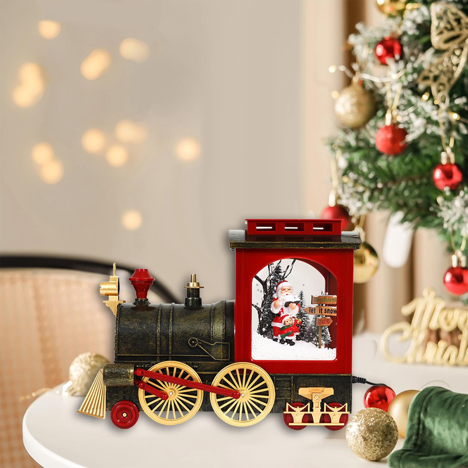 PETSOLA Christmas Train Ornament Musical Lighted Train Statue Figurine ...