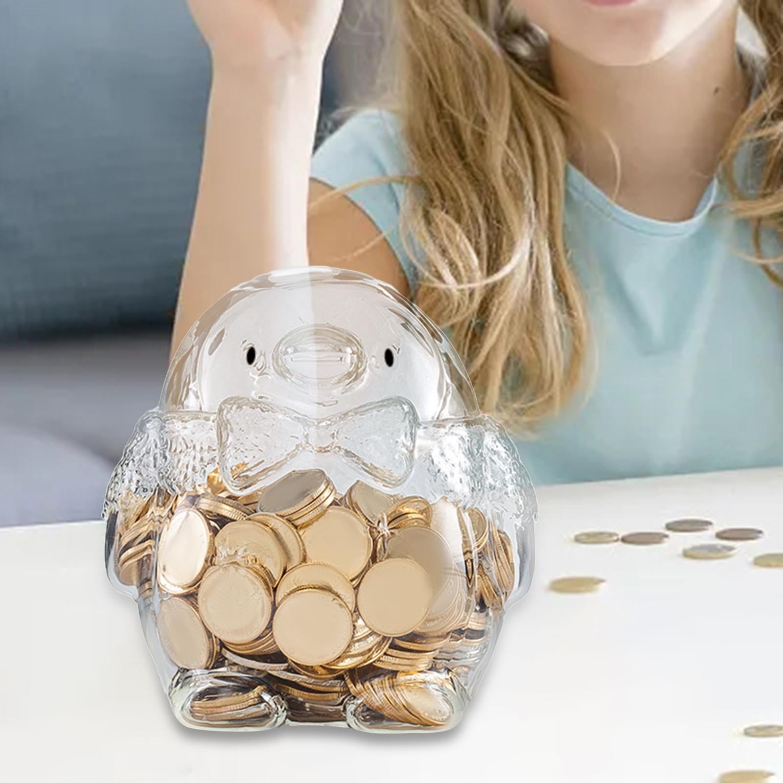PETSOLA Clear Piggy Bank Money Box for Kids Change Container Sculpture ...