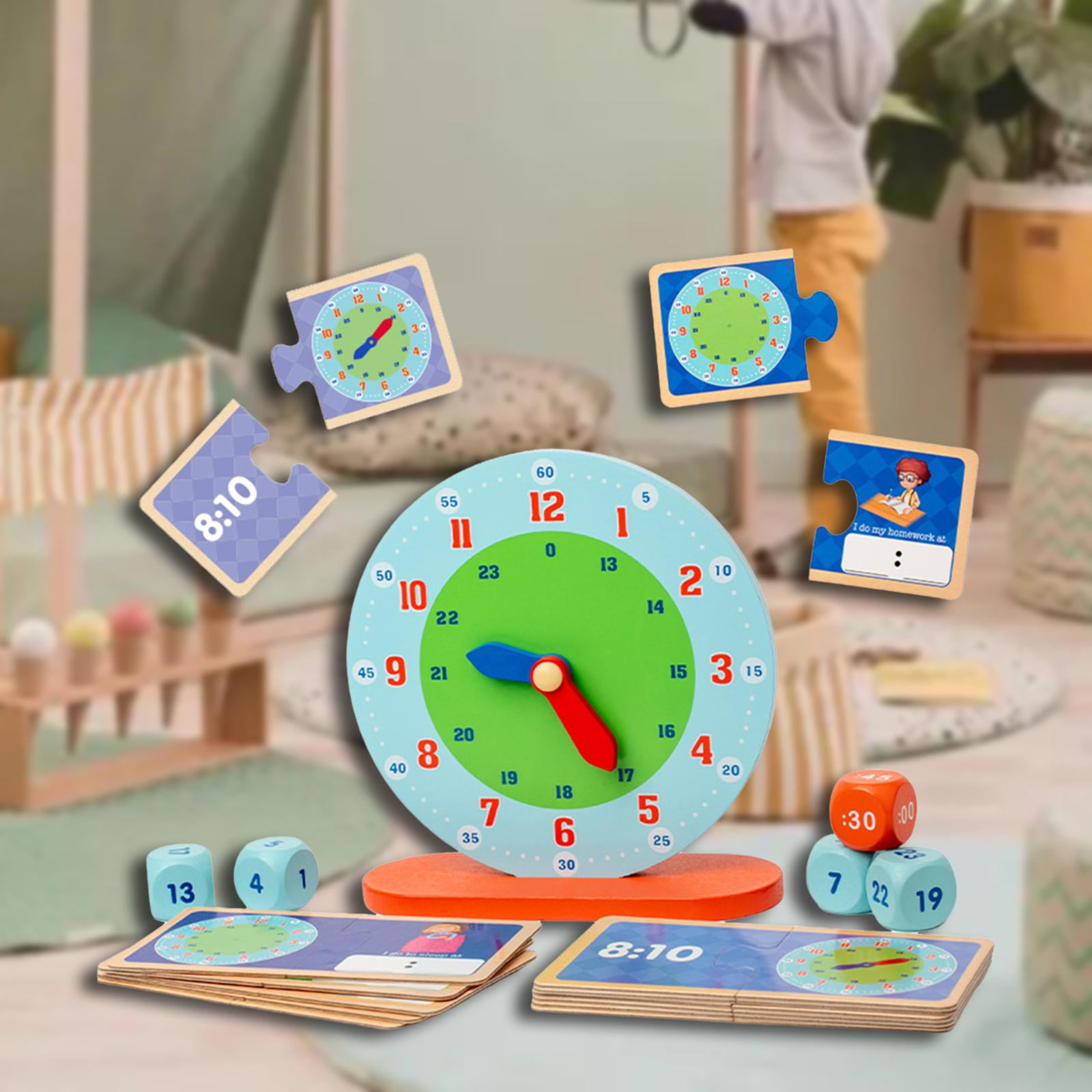 PETSOLA Clock Early Education Toys Clock Recognition Toy Teaching ...