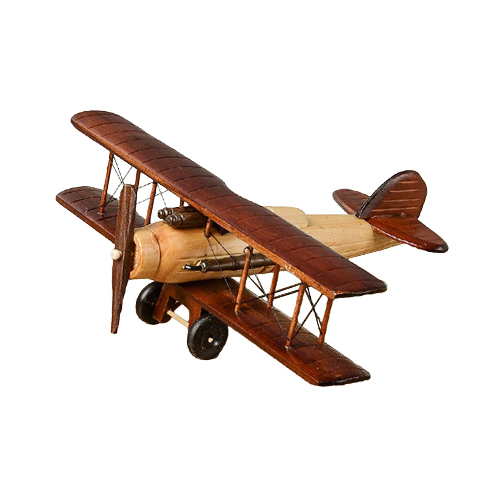 PETSOLA Collectible Plane Wooden Biplane Ornament Christmas Decorations ...