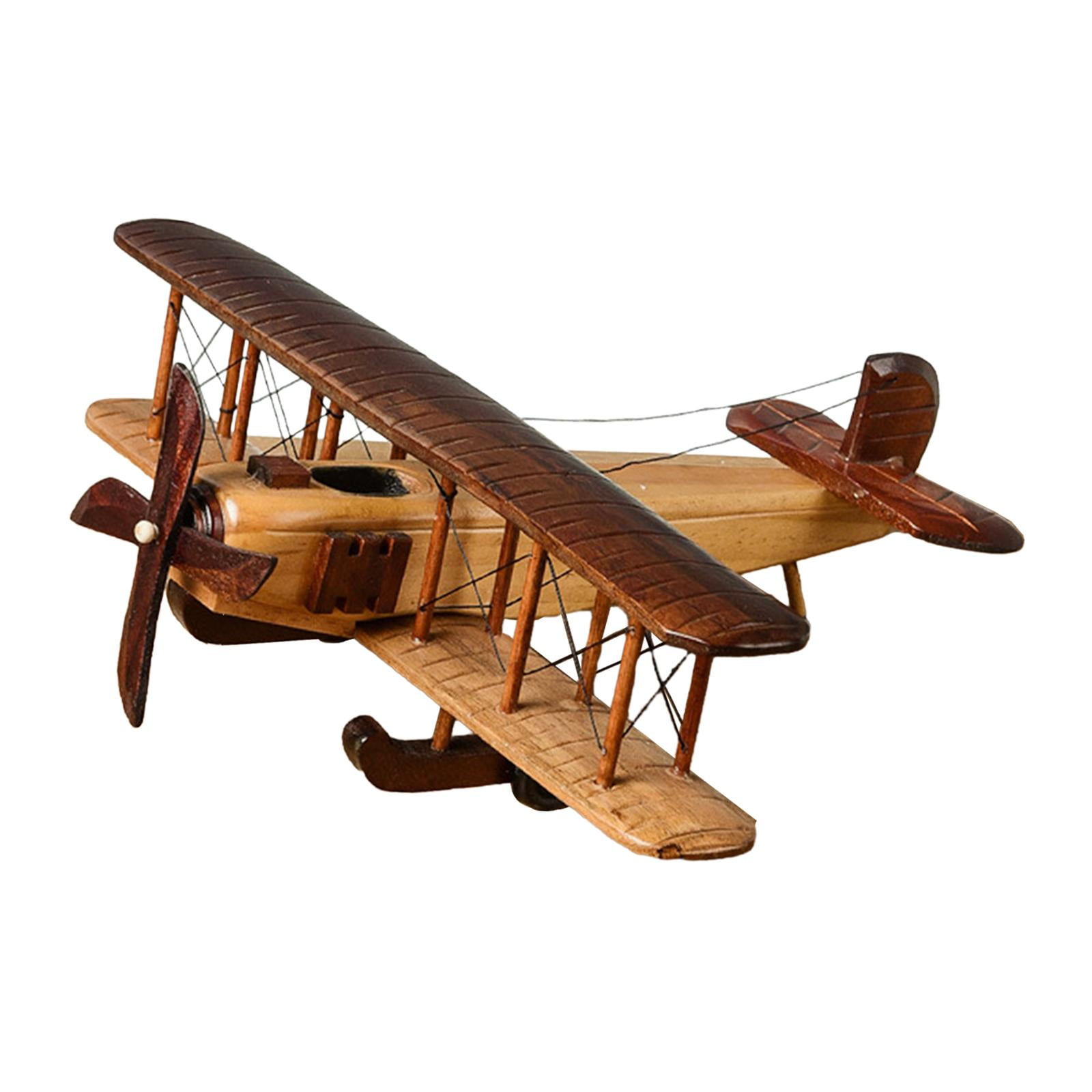 PETSOLA Collectible Plane Wooden Biplane Ornament Christmas Decorations ...