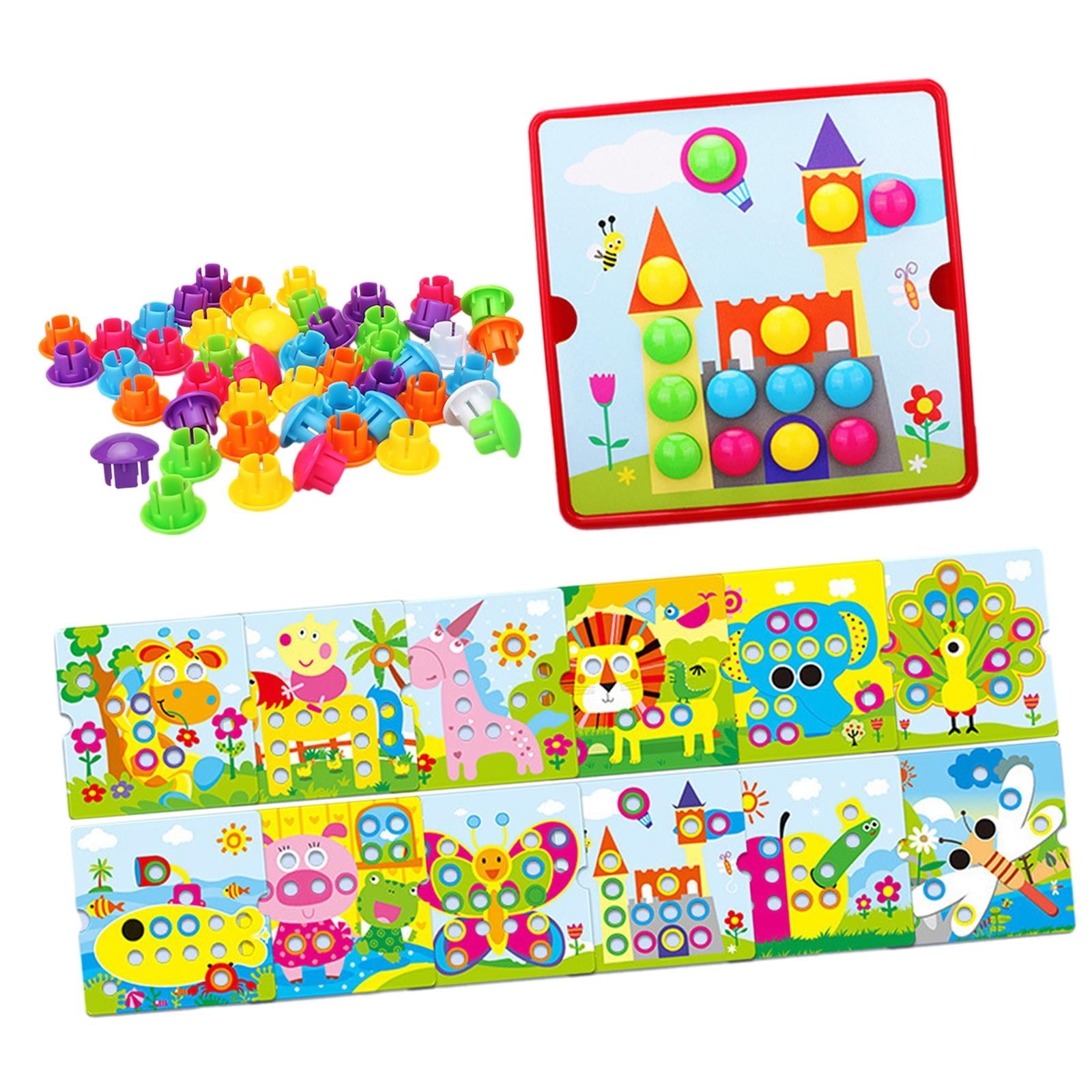 PETSOLA Color Matching Toy Mosaic Peg Boards Game Activitierafts 46 ...