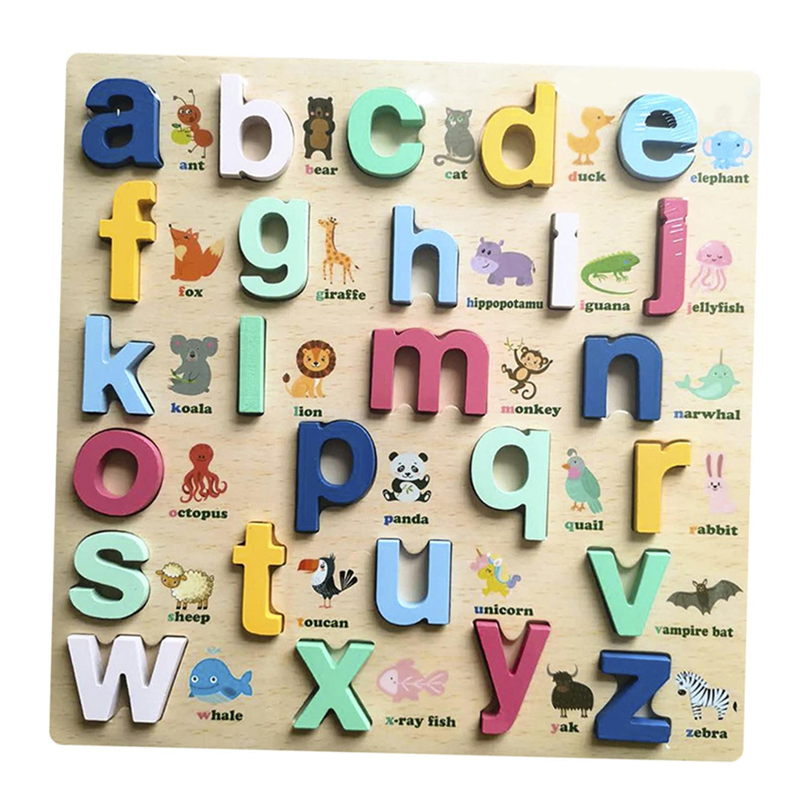 PETSOLA Colorful Wooden Alphabet Puzzle Set for Kids - Educational Learning Toy , lowercase ...