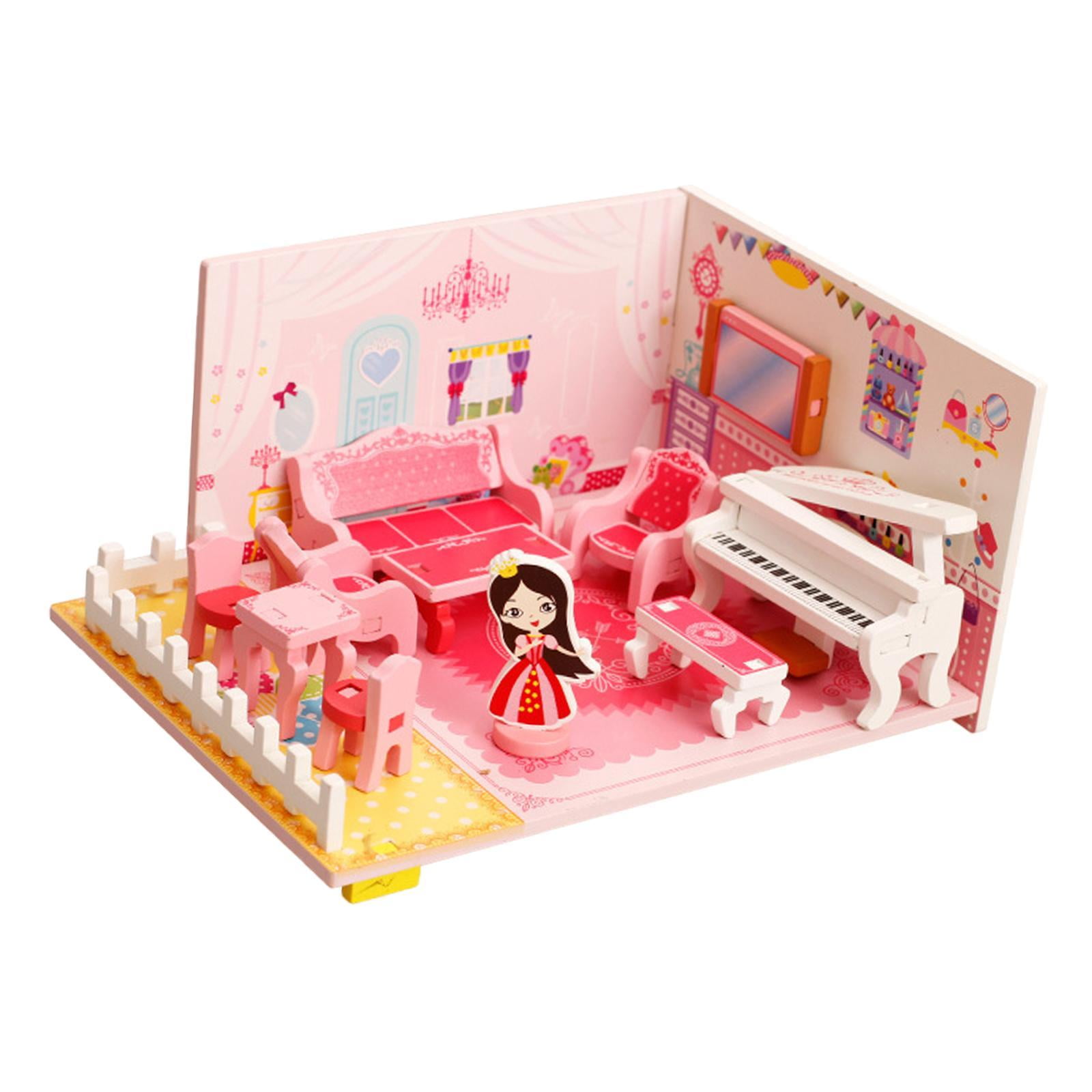 PETSOLA DIY Miniature Dollhouse Kit,3D Wooden Kit Handmade Artwork ...