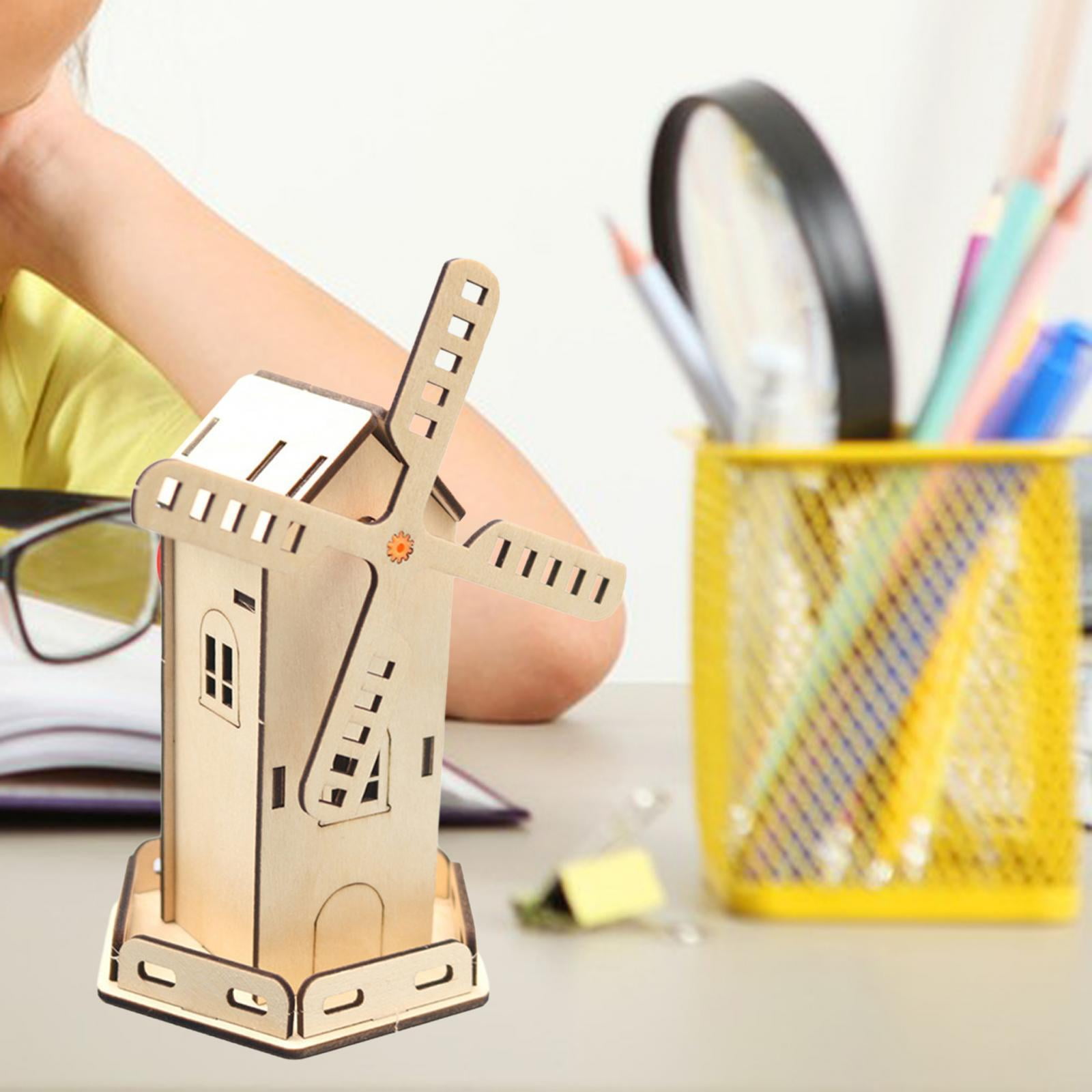 PETSOLA DIY Wooden Science Experiment Model Kits Solar Power Windmill ...