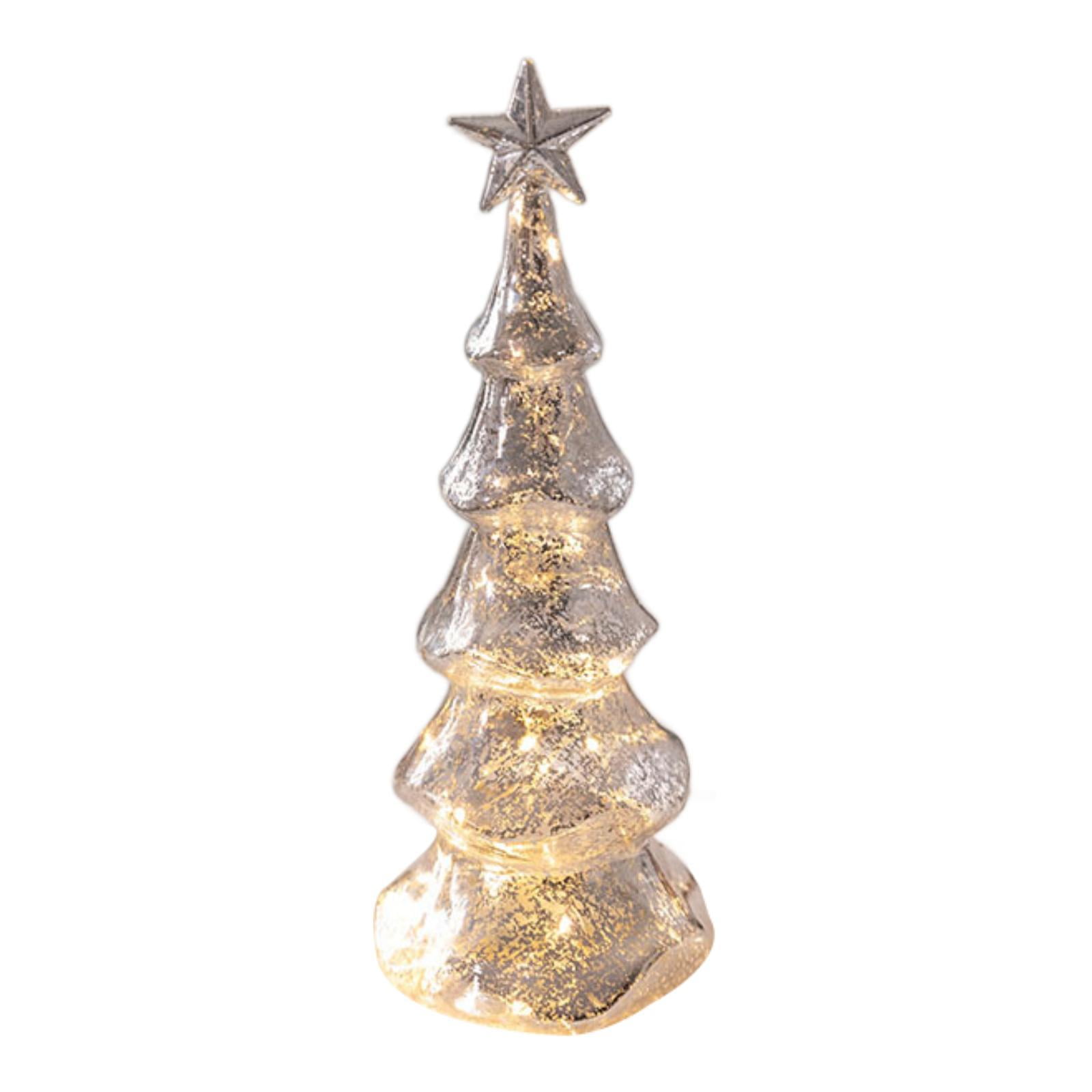 PETSOLA Glass Christmas Tree Figurine Light Christmas Decor Table ...