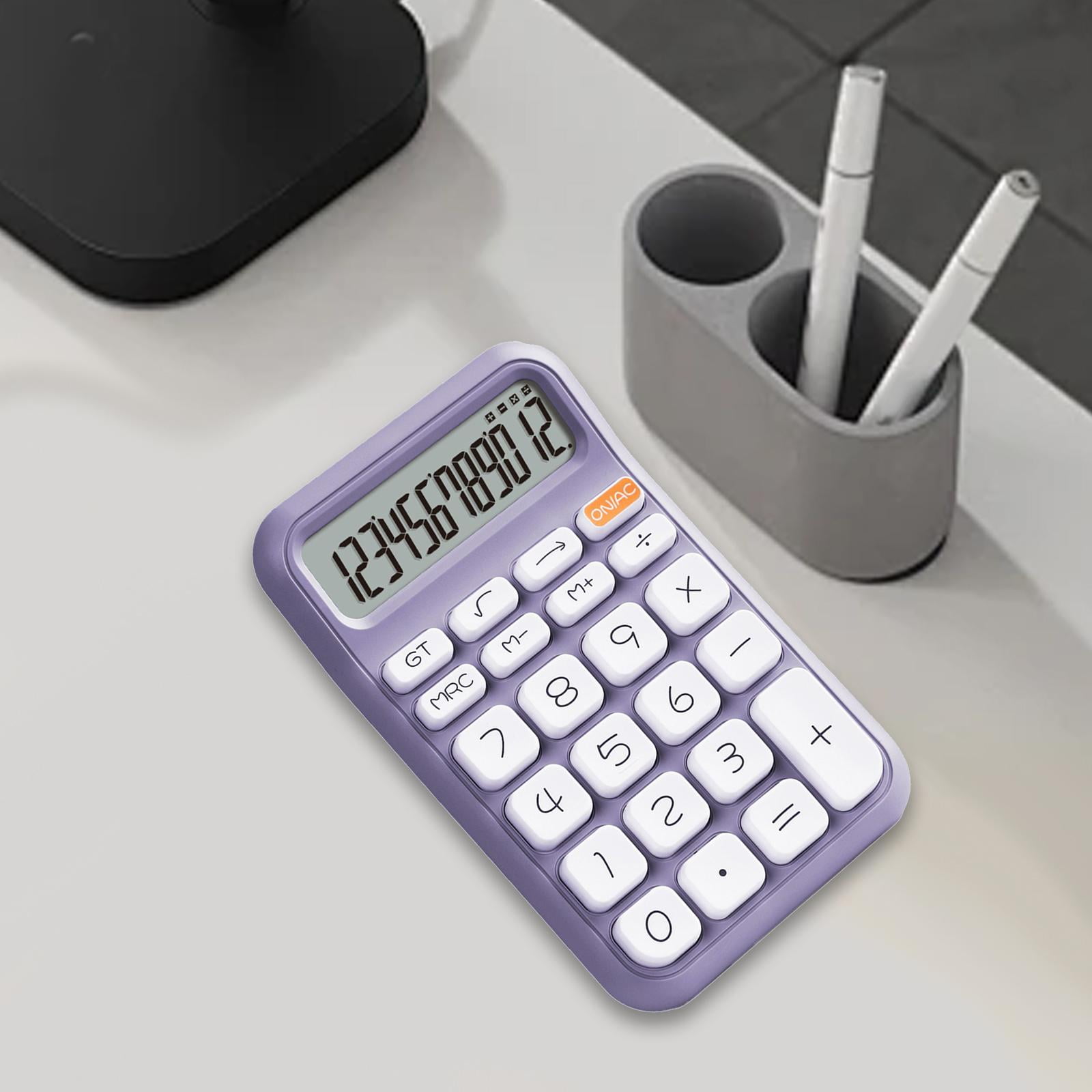 PETSOLA Handheld Mute Mechanical Calculator 12 digits 5.8x3.6inch Large ...