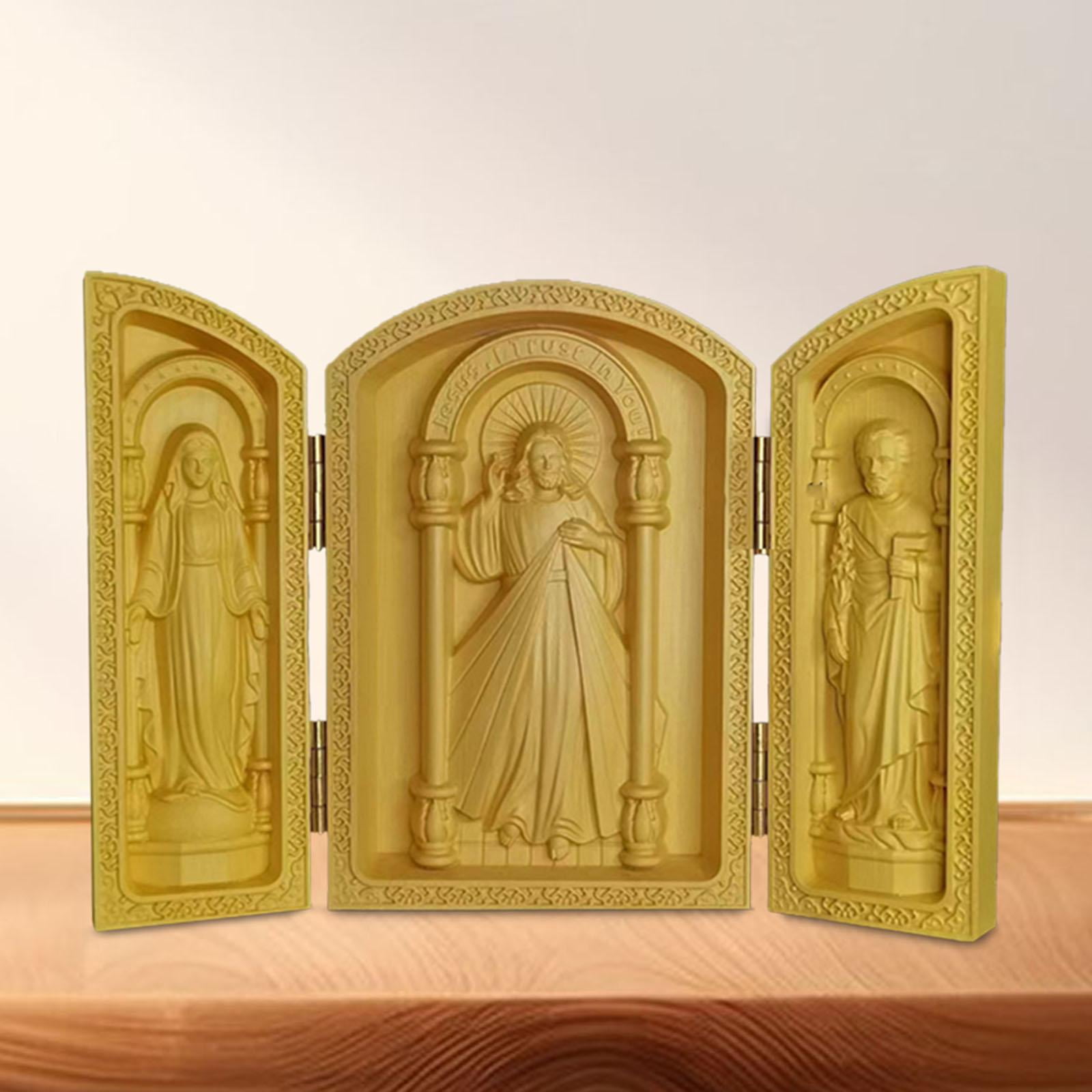 PETSOLA Holy Figurine Wood Carving Ornament Catholic Religious ...