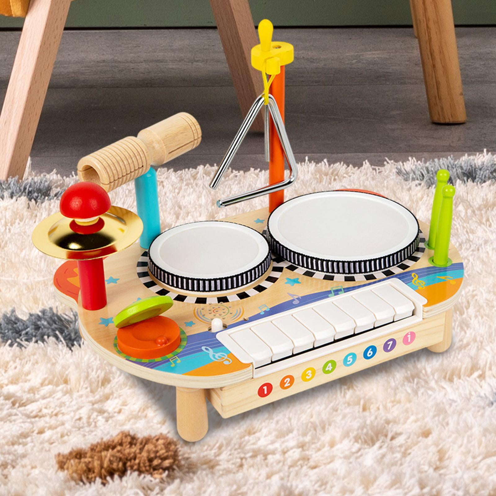 PETSOLA Kids Drum Set Preschool Music Kits Wooden Percussion Toys ...