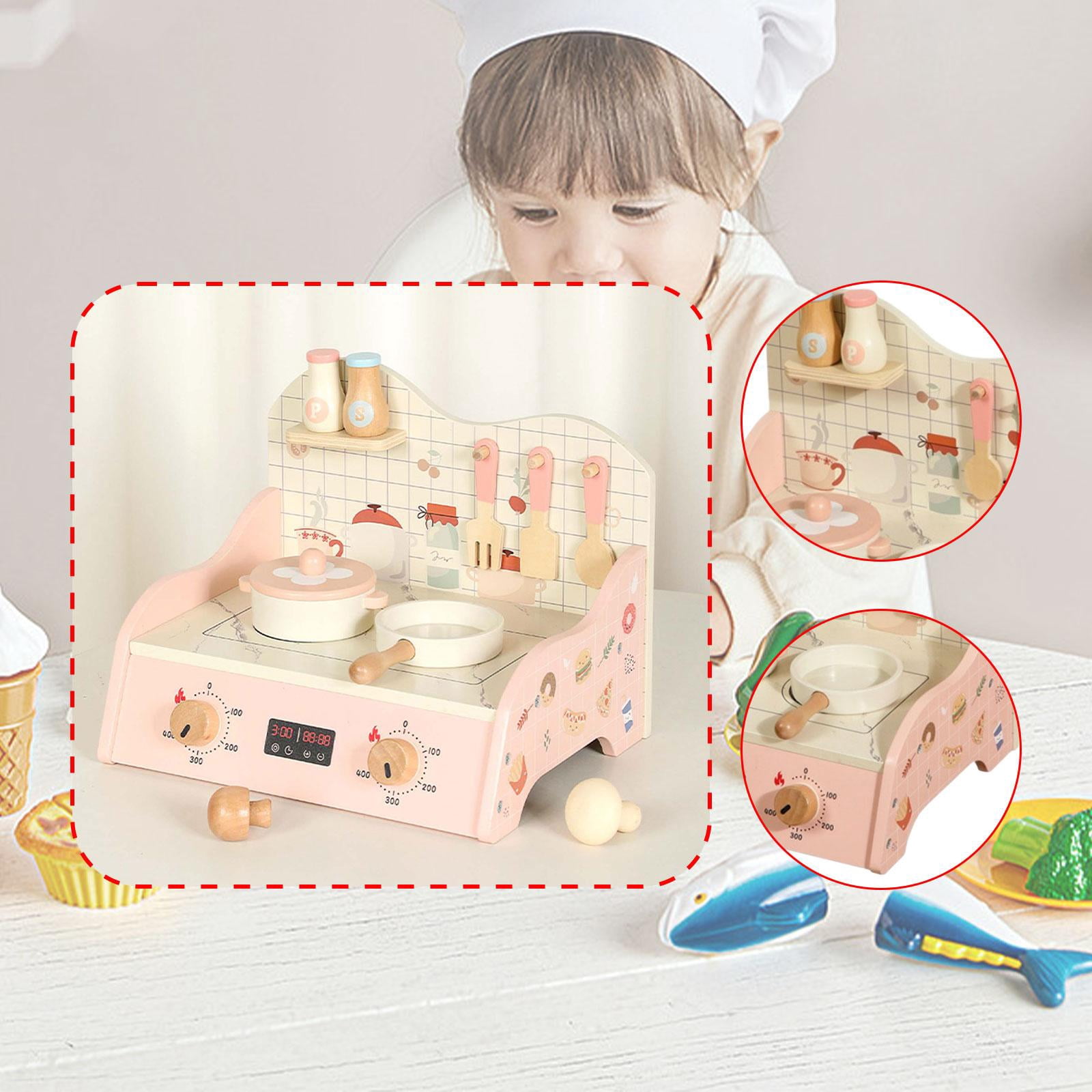 PETSOLA Kitchen Playset Toy Wooden Play Kitchen Set for Dollhouse ...