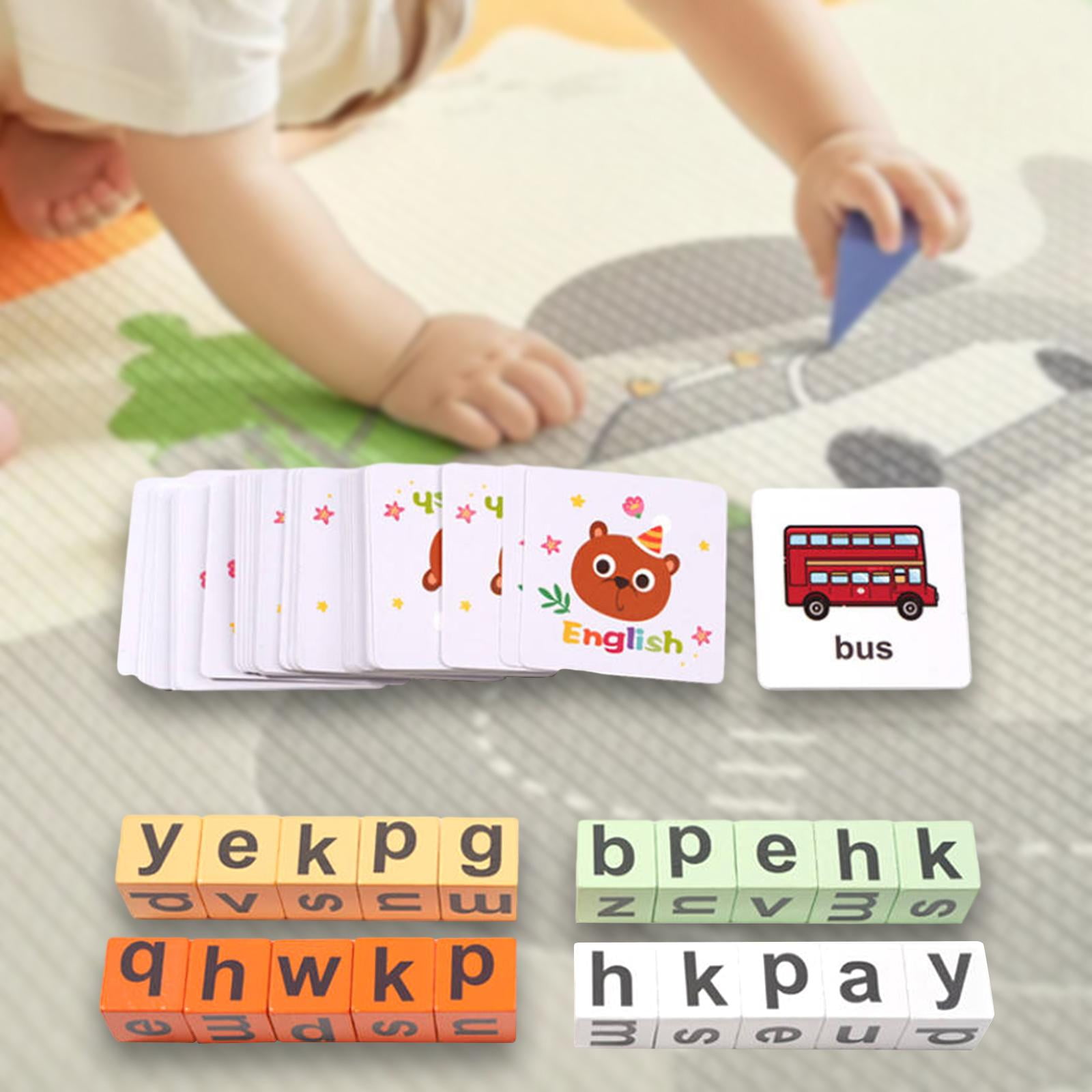 PETSOLA Letter Puzzle Wooden Reading Block Alphabet Easy to Use with ...