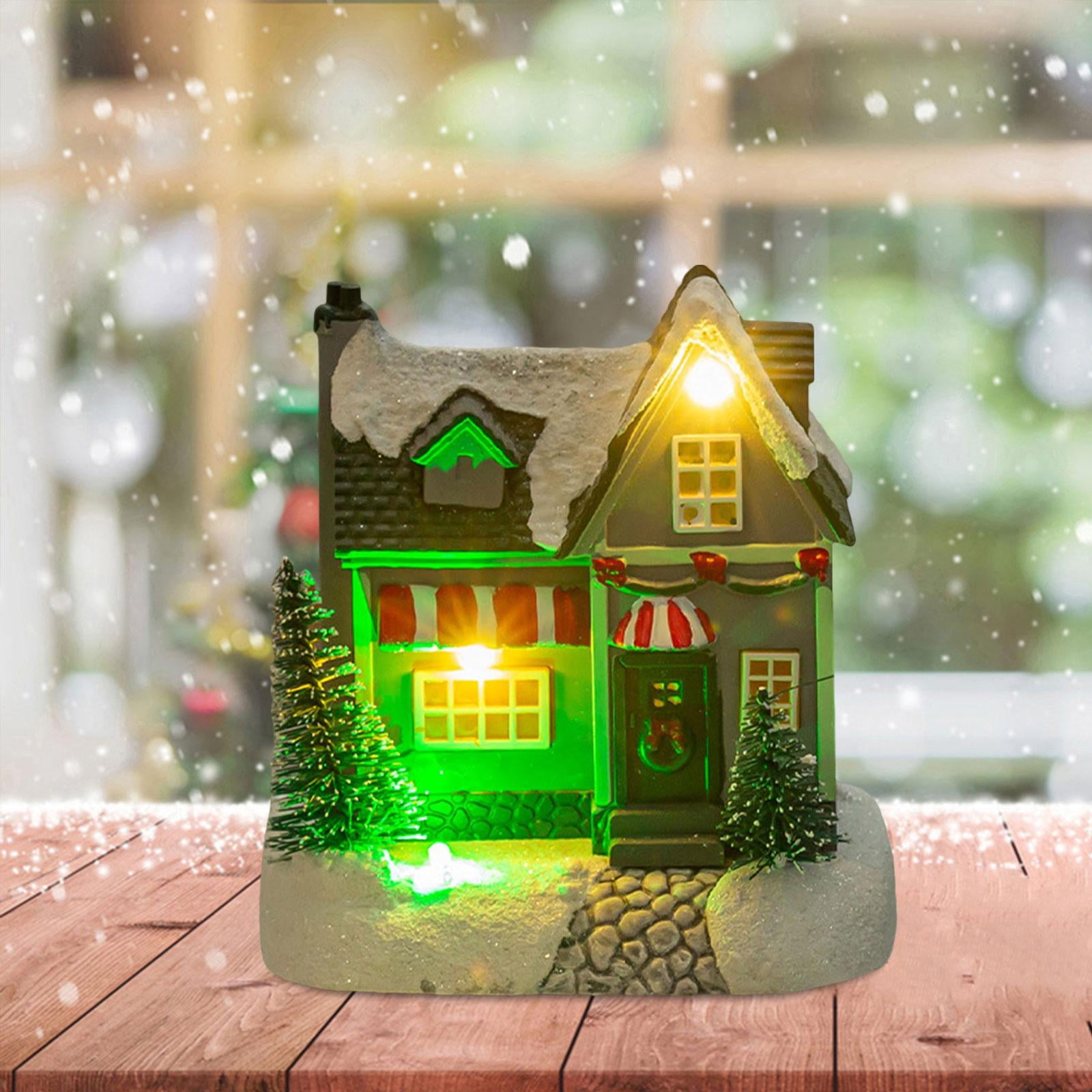PETSOLA Lighted up House Christmas Scene House Miniature Gift LED ...