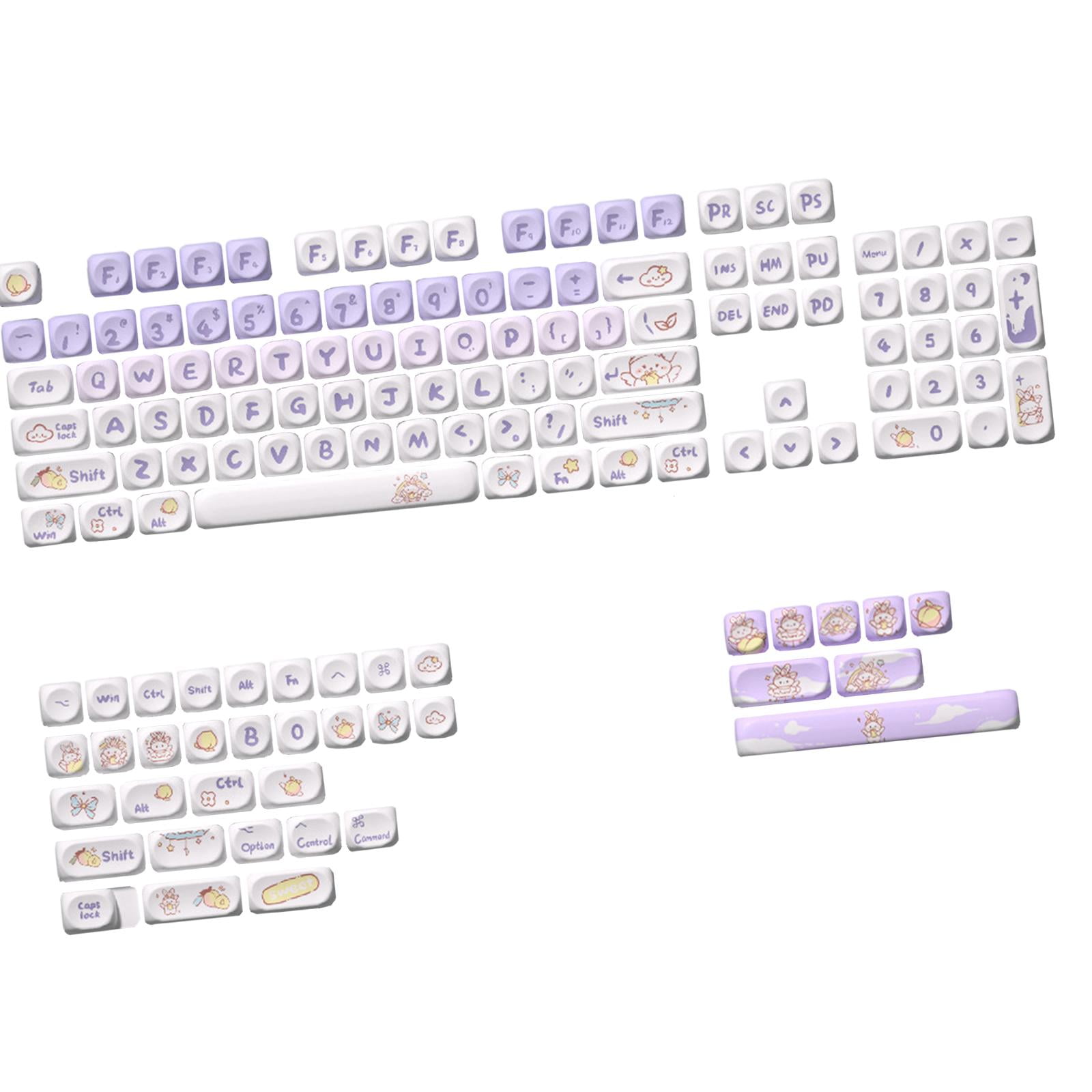 PETSOLA Mechanical Keyboard Keycaps English Keycap Set Clear Cute ...