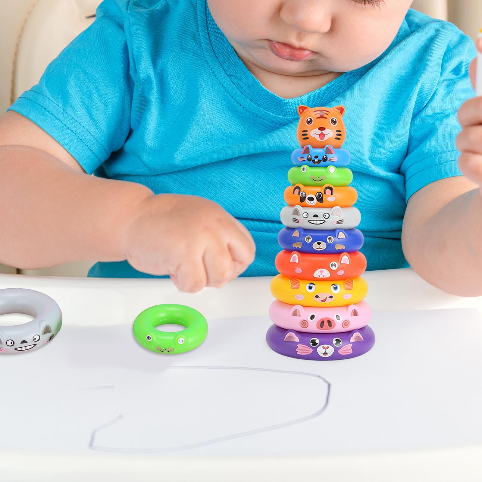 PETSOLA Montessori Stacking Toy Rainbow Rings Intelligence Development ...