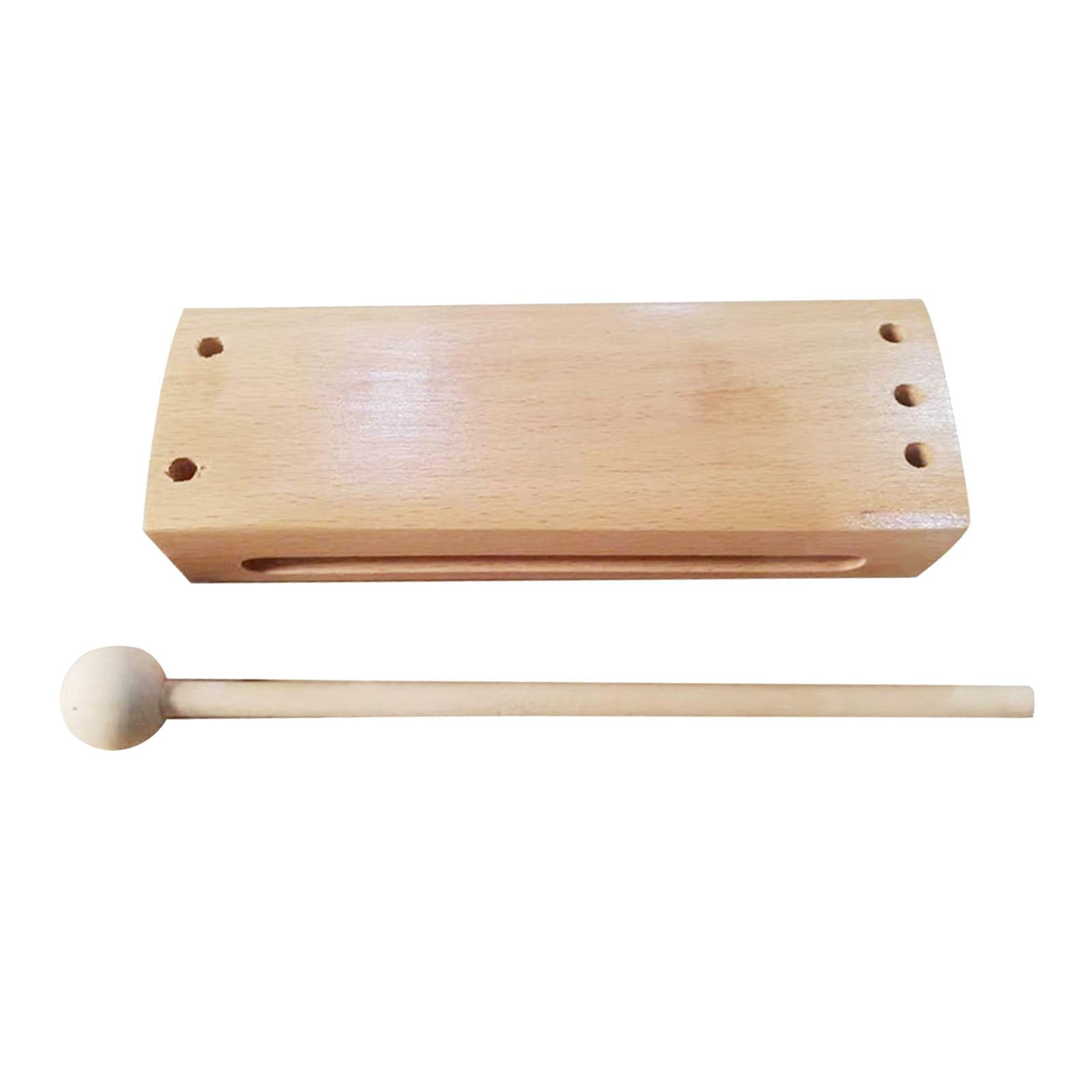 PETSOLA Musical Instrument Wood Rhythm Block Solid Hardwood with ...