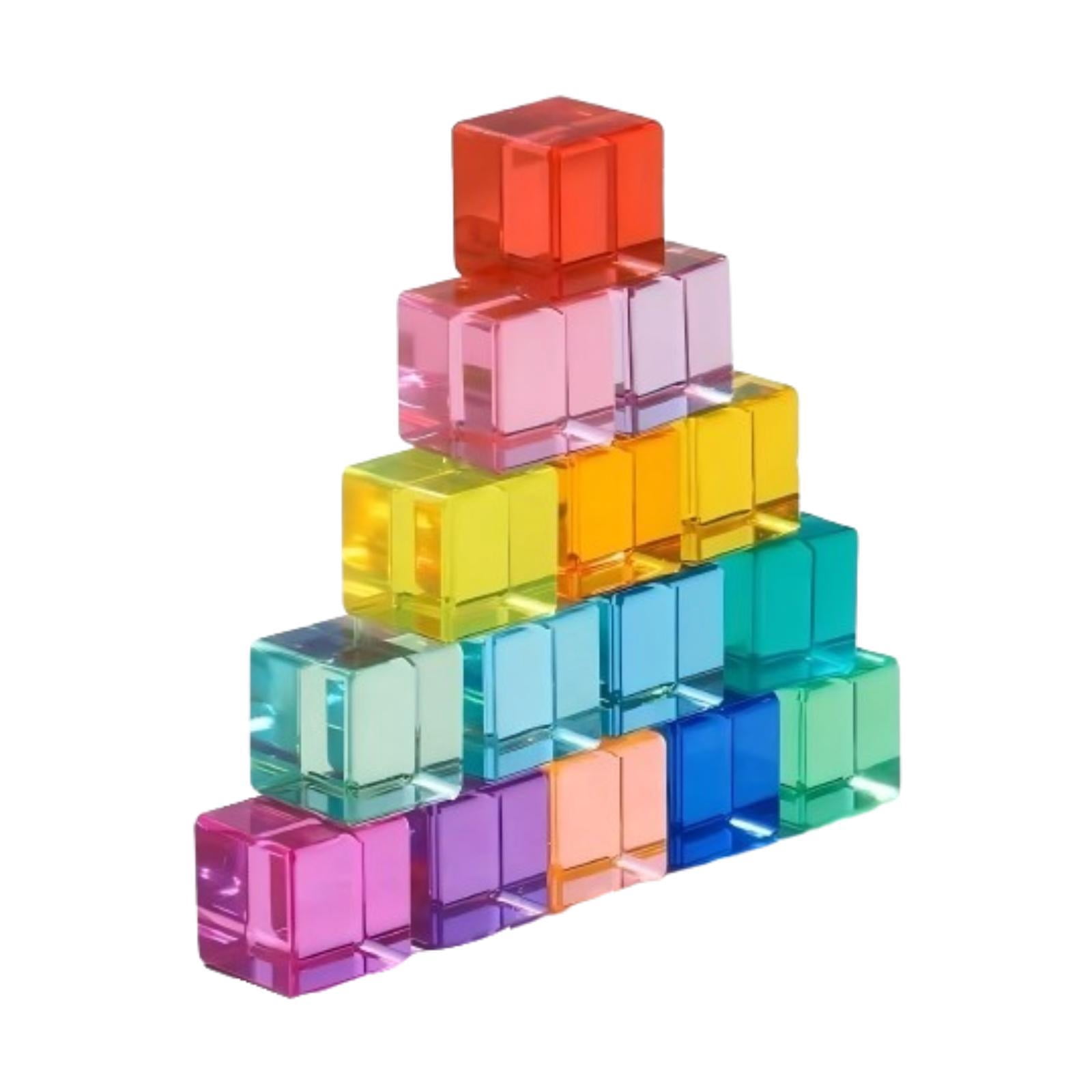 PETSOLA Rainbow Building Blocks Set Educational Toys Smooth Fine Motors ...
