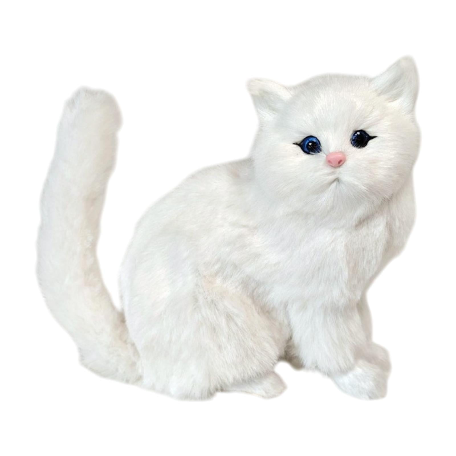 PETSOLA Realistic Furry Cat Figurine Cat Toy Cute Ornament Decorative ...