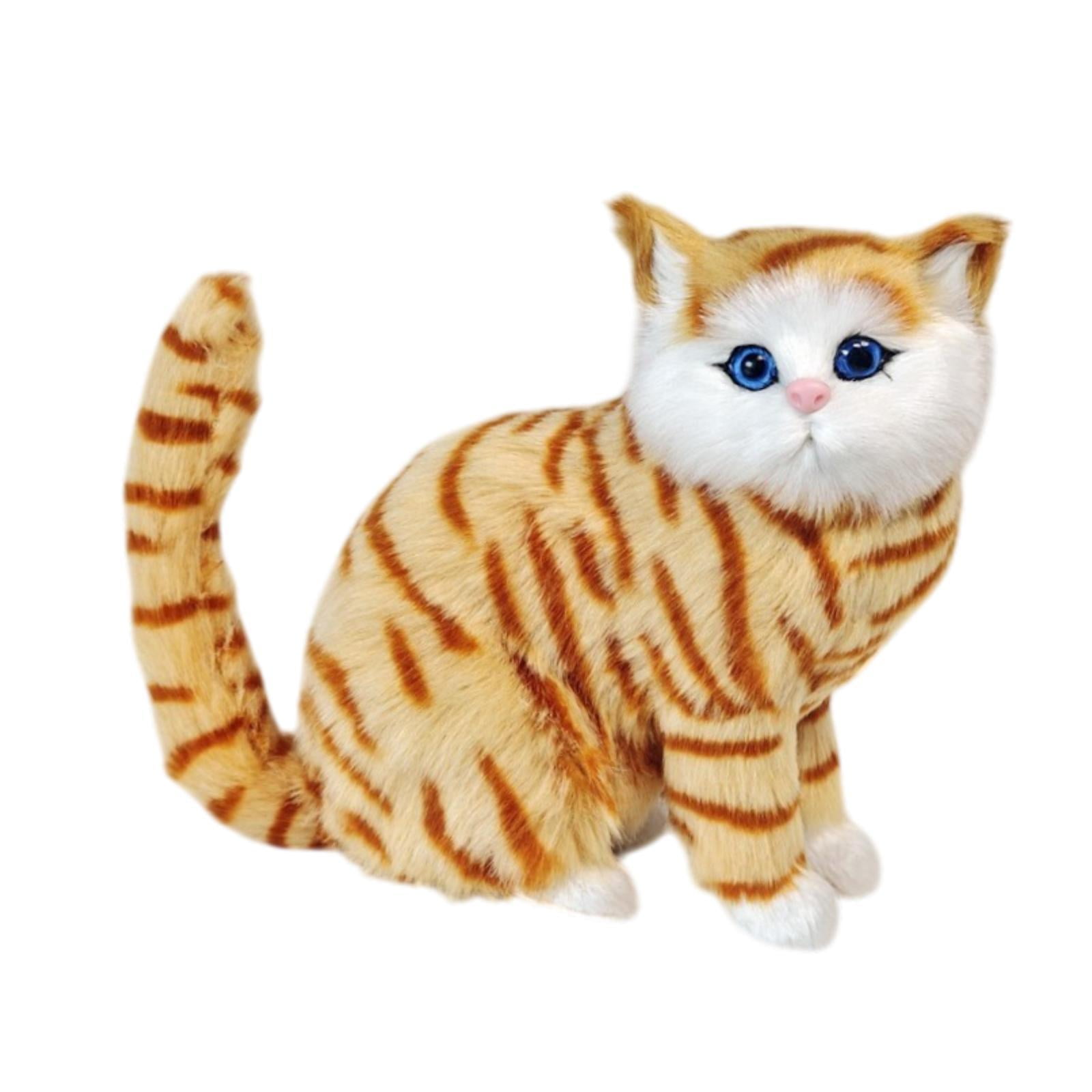 PETSOLA Realistic Furry Cat Figurine Cat Toy Cute Ornament Decorative ...