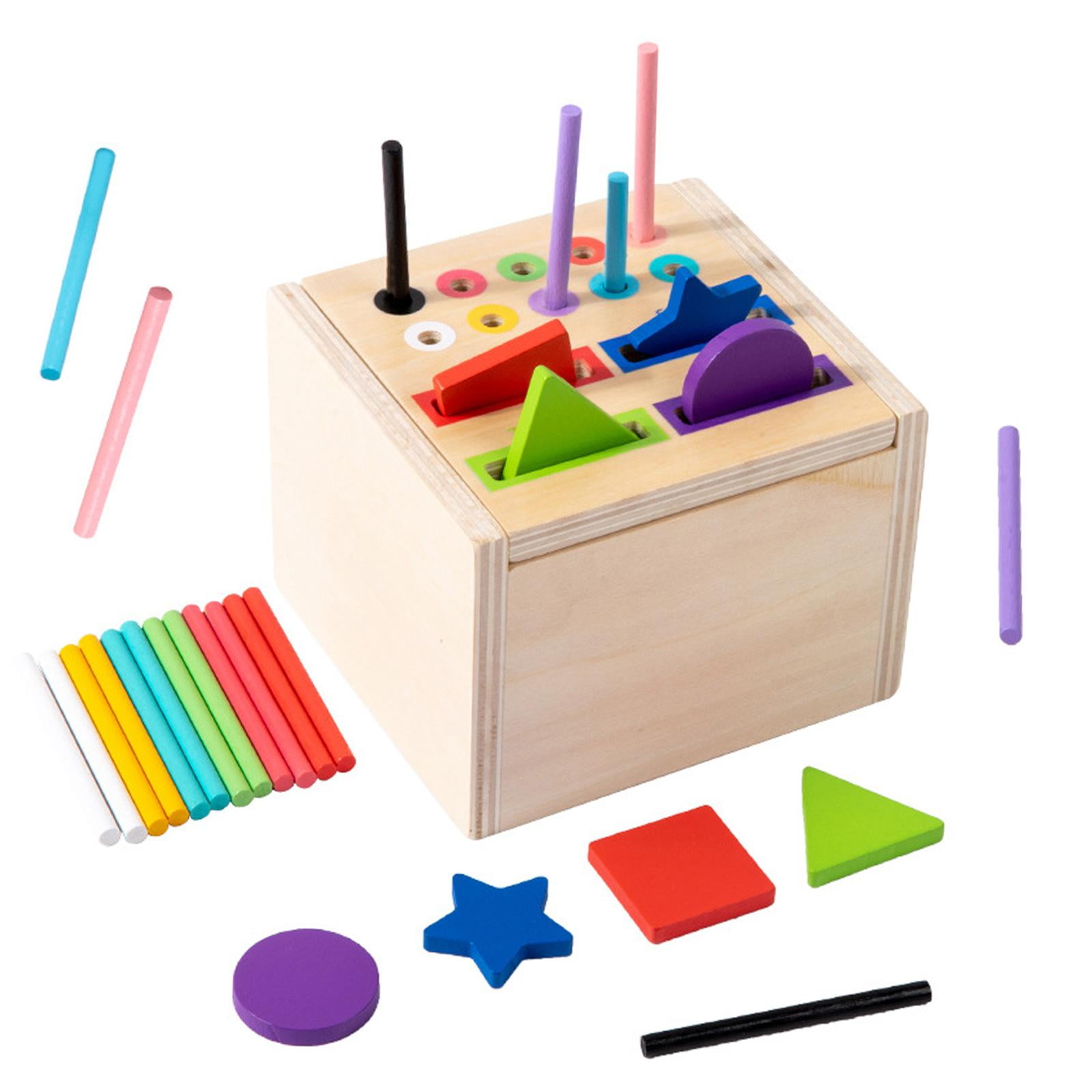 PETSOLA Shape Sorting Cube Montessori Shape Sorter Fine Activity Cube ...